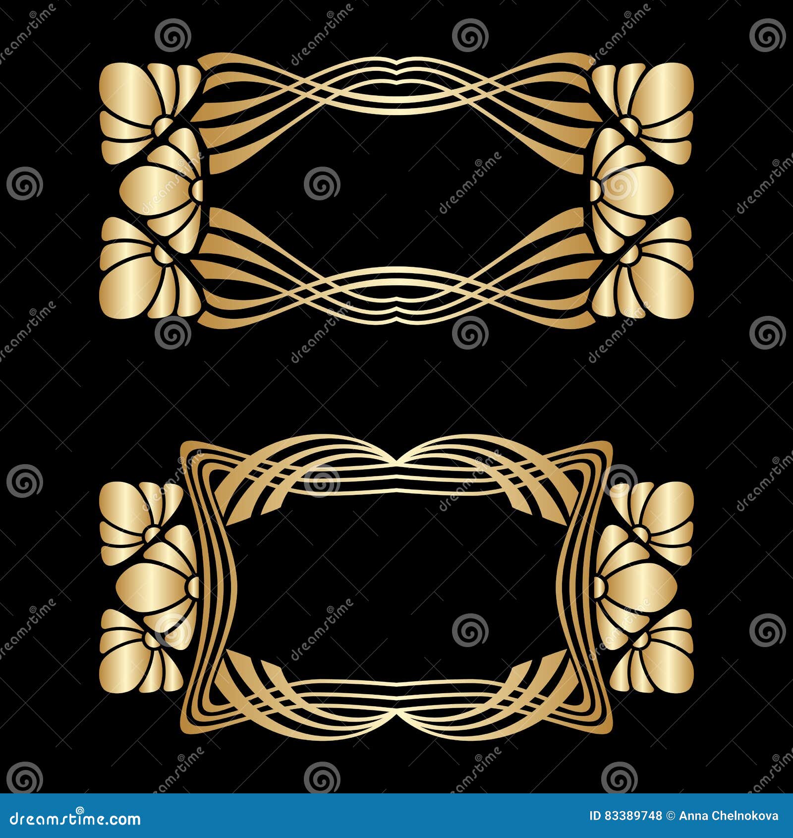 Vector art deco frames. stock vector. Illustration of design - 83389748