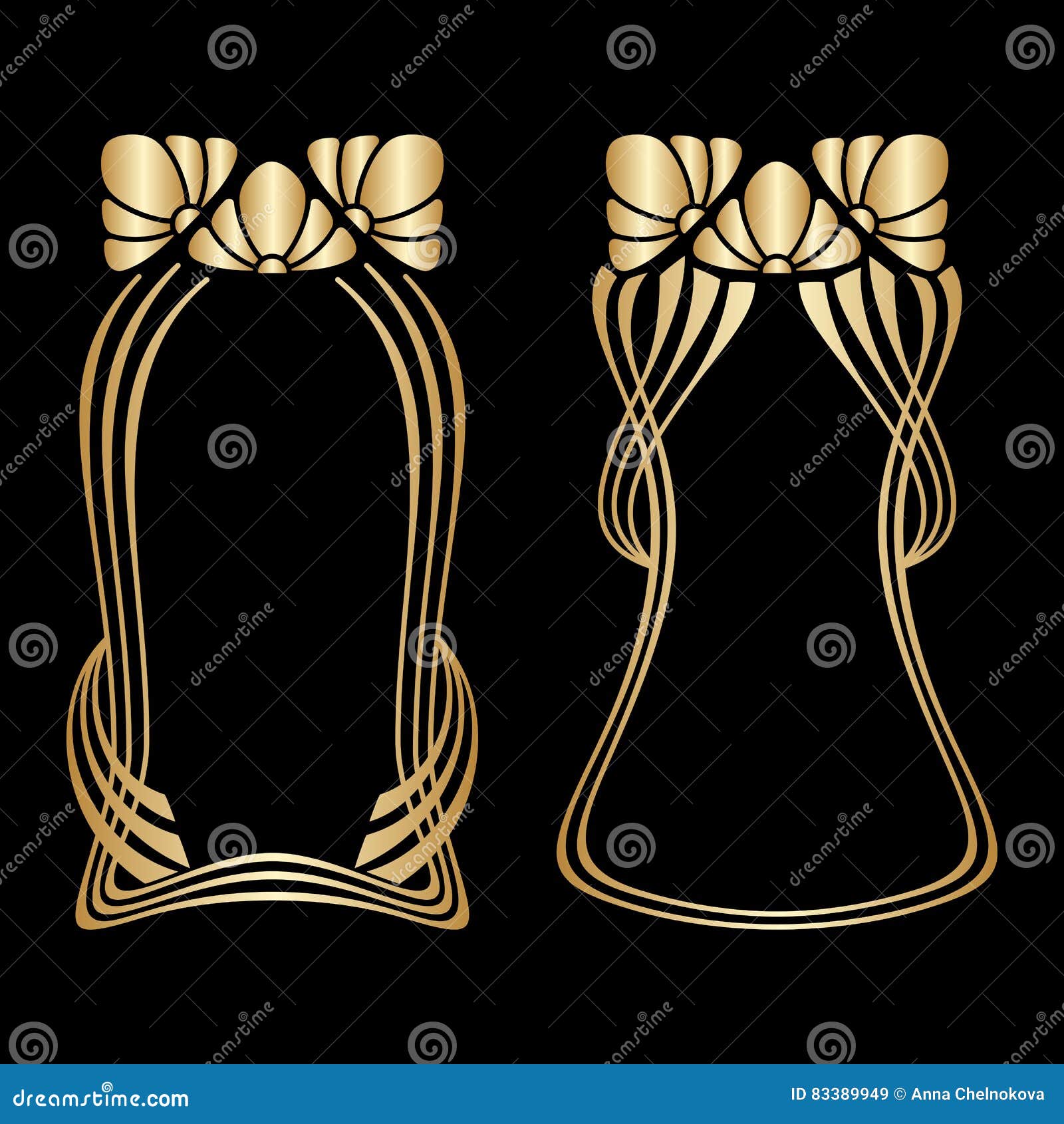 Vector art deco frames. stock vector. Illustration of pattern - 83389949