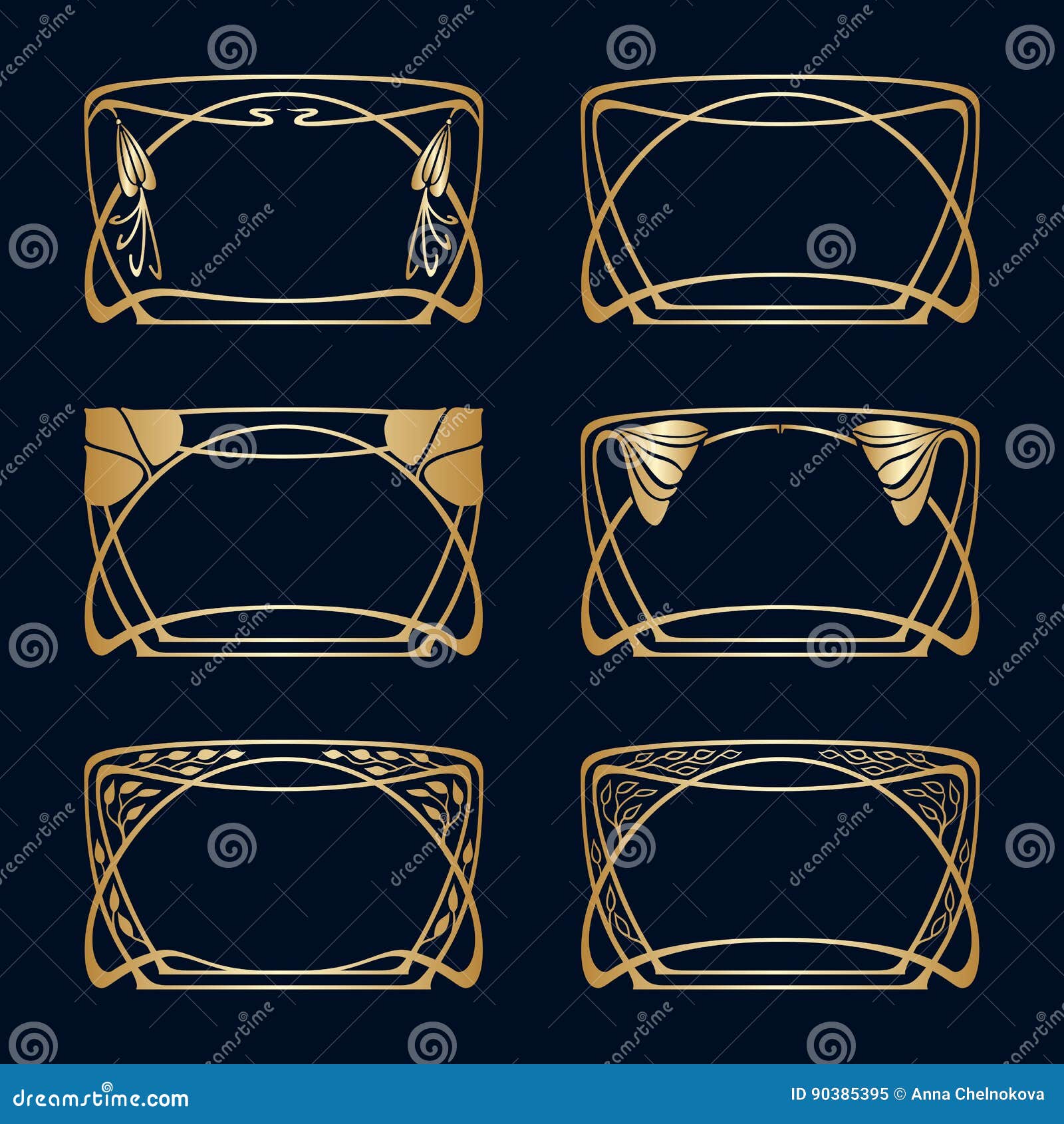 Vector art deco frames. stock vector. Illustration of gold - 90385395