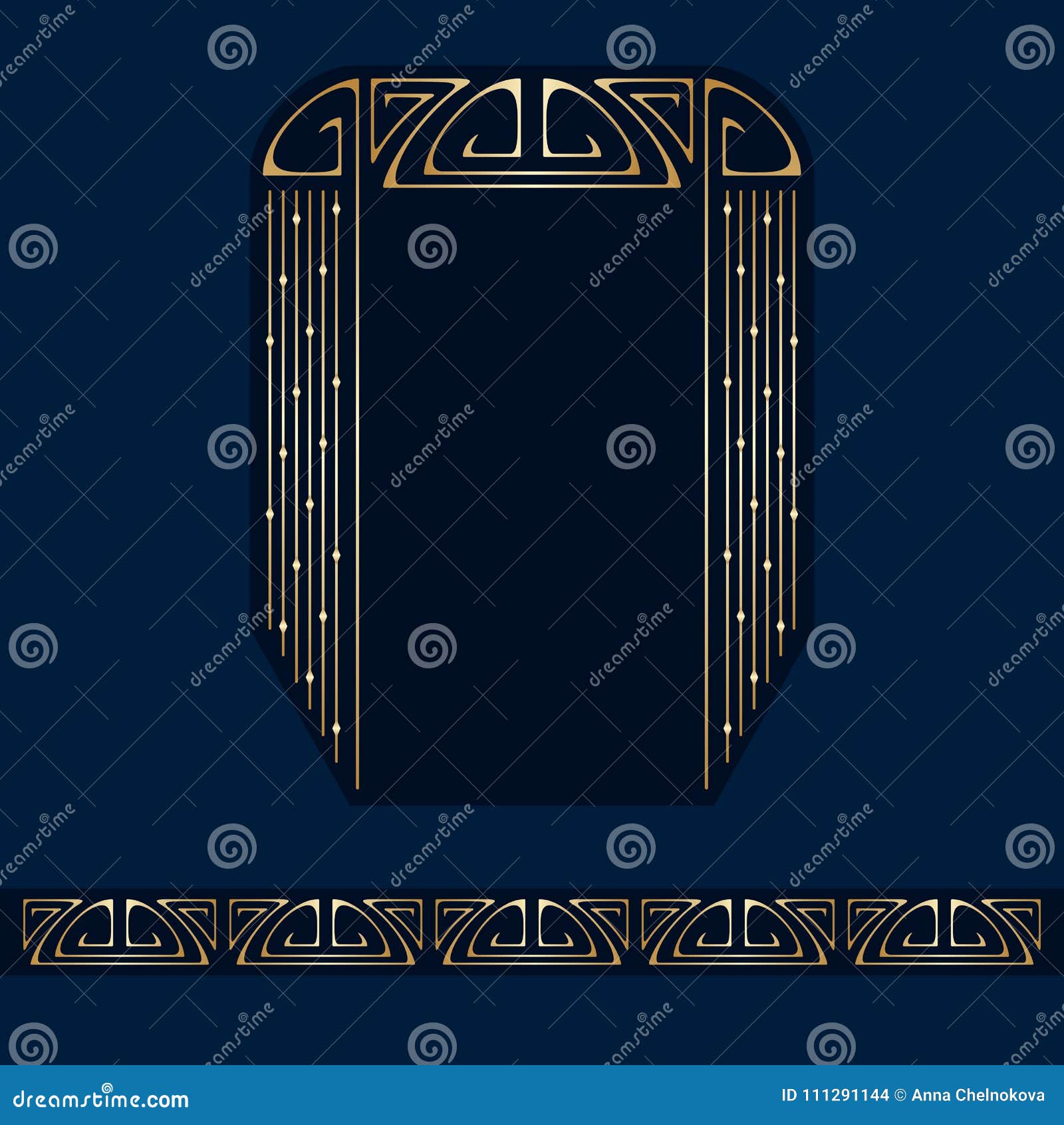 Vector art deco frame. stock vector. Illustration of flourish - 111291144