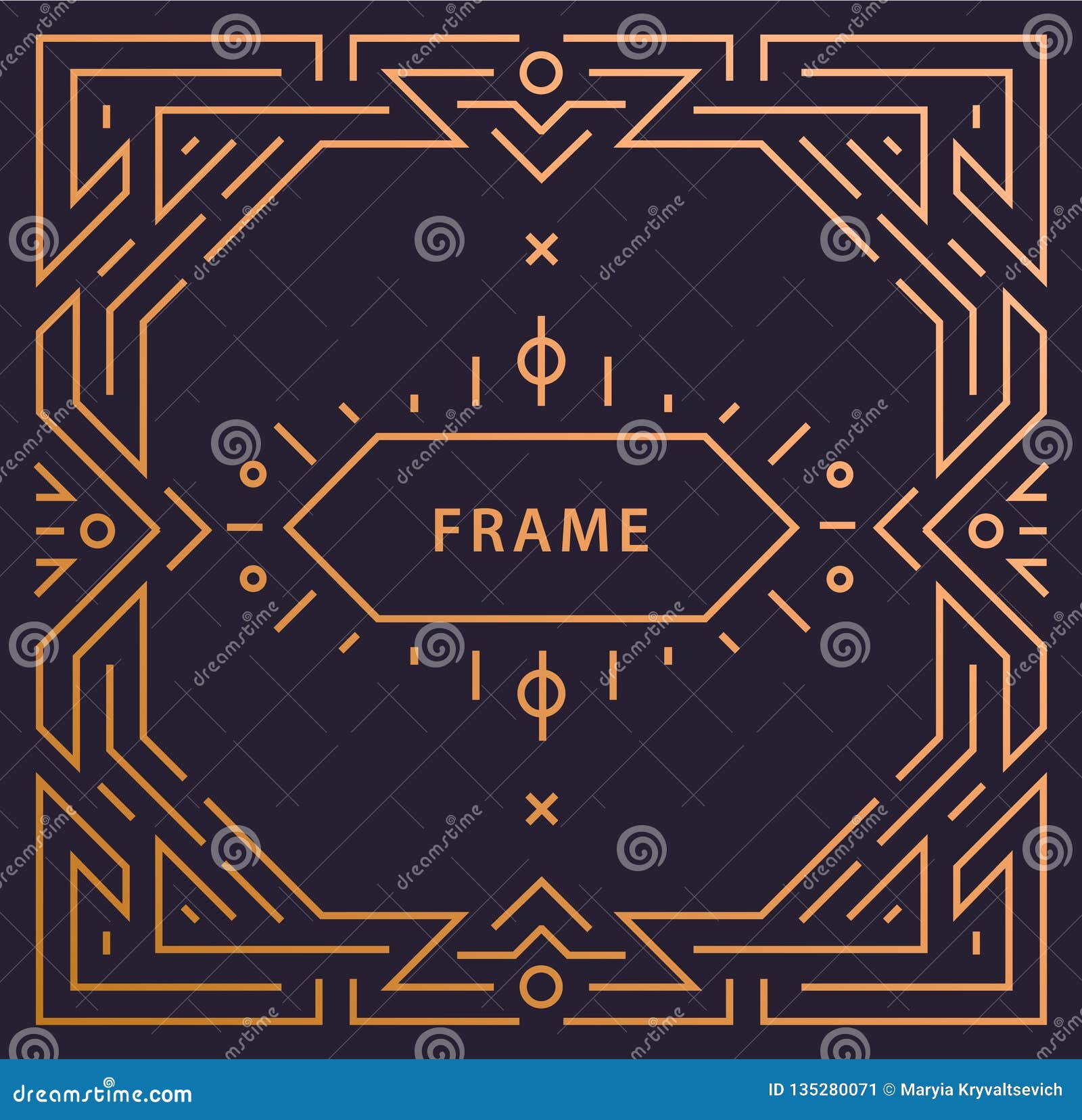 Linear Frame Of Squares And Rhombuses. Vector Illustration ...