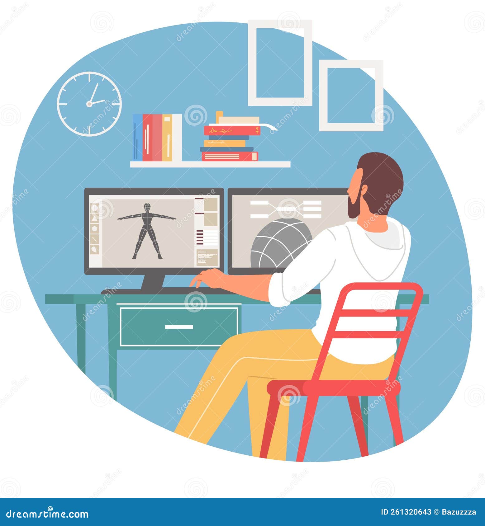 Vector Art Design Graphic Artist in Office Stock Vector - Illustration ...