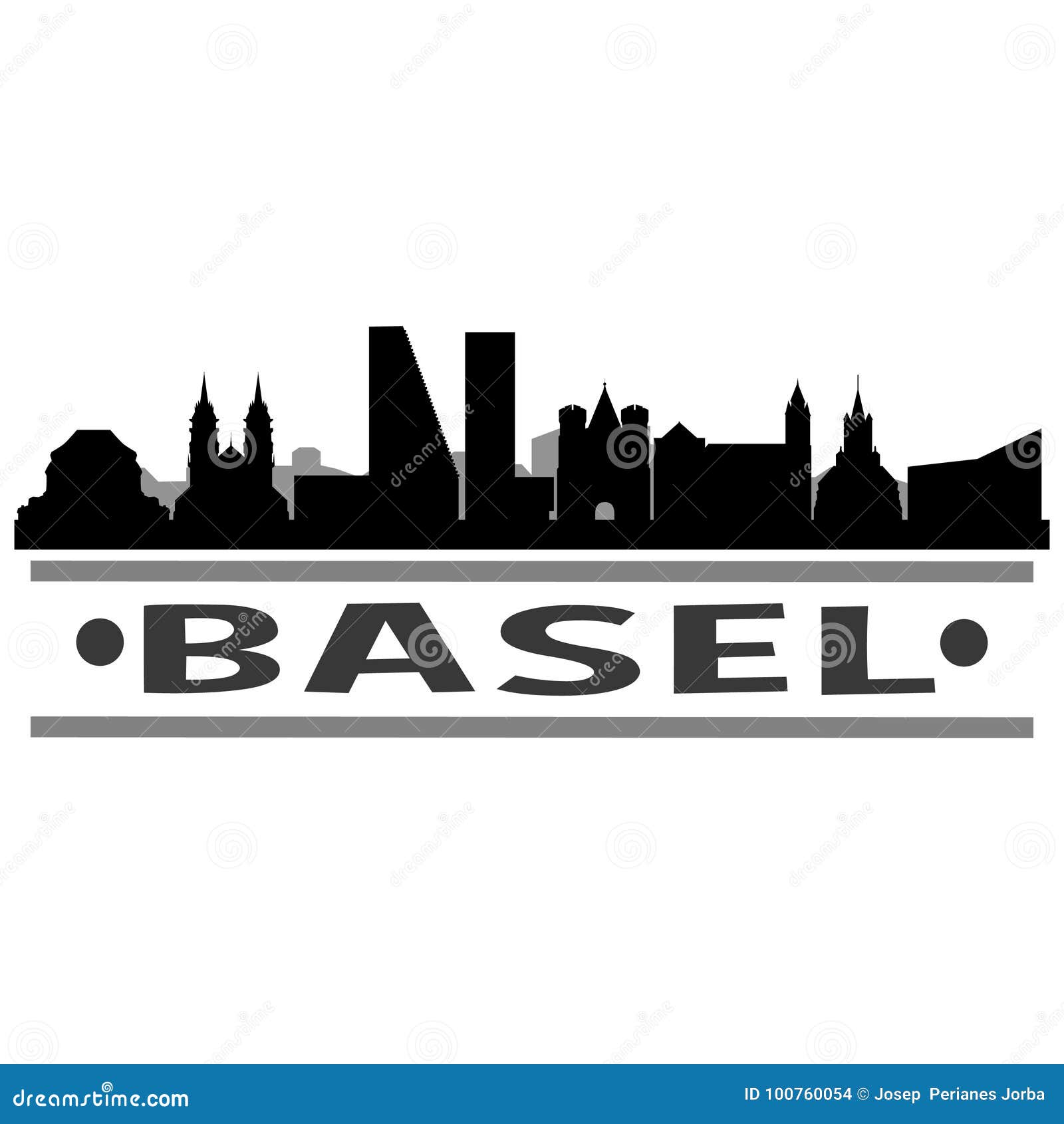 Vector Art Design Skyline Del Icono De La Ciudad De Basilea Ilustración ...