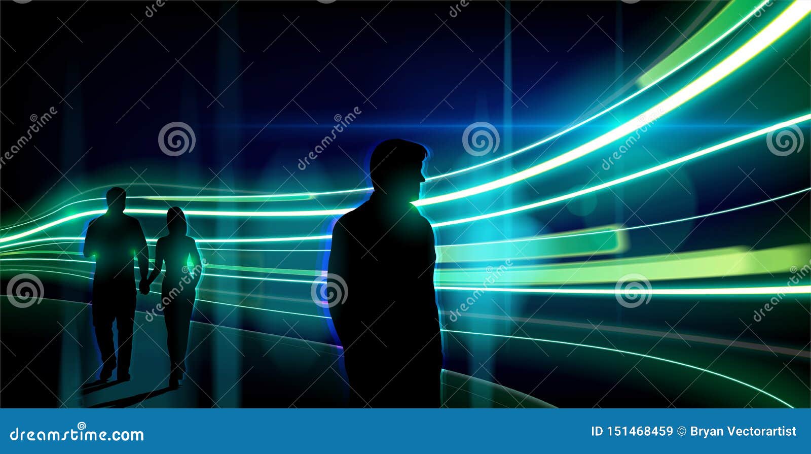 Slow Shutter of Traffic Light in Vector Stock Illustration ...