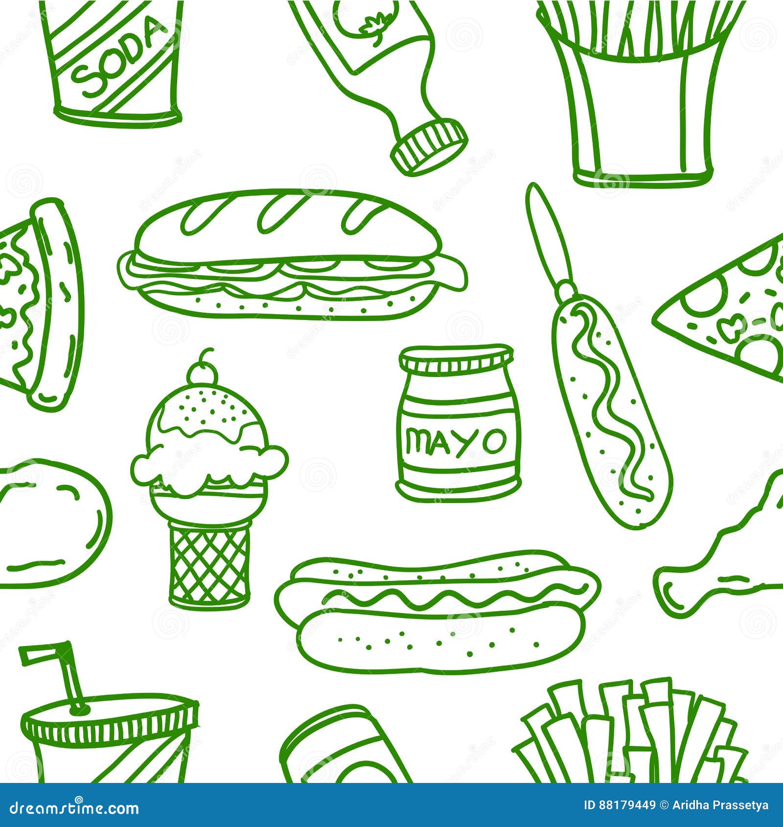 Vector Art of Fast Food Doodles Stock Vector - Illustration of hand ...