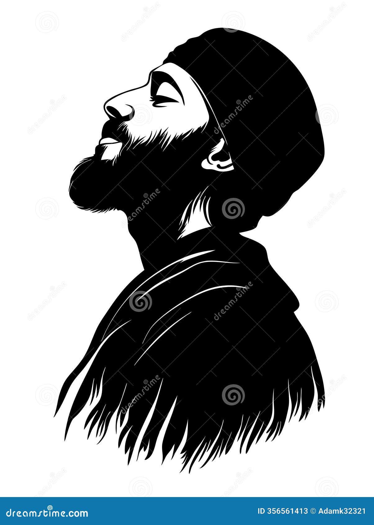 Bearded Man in Beanie Side Profile Silhouette Vector Art for Tattoo and ...