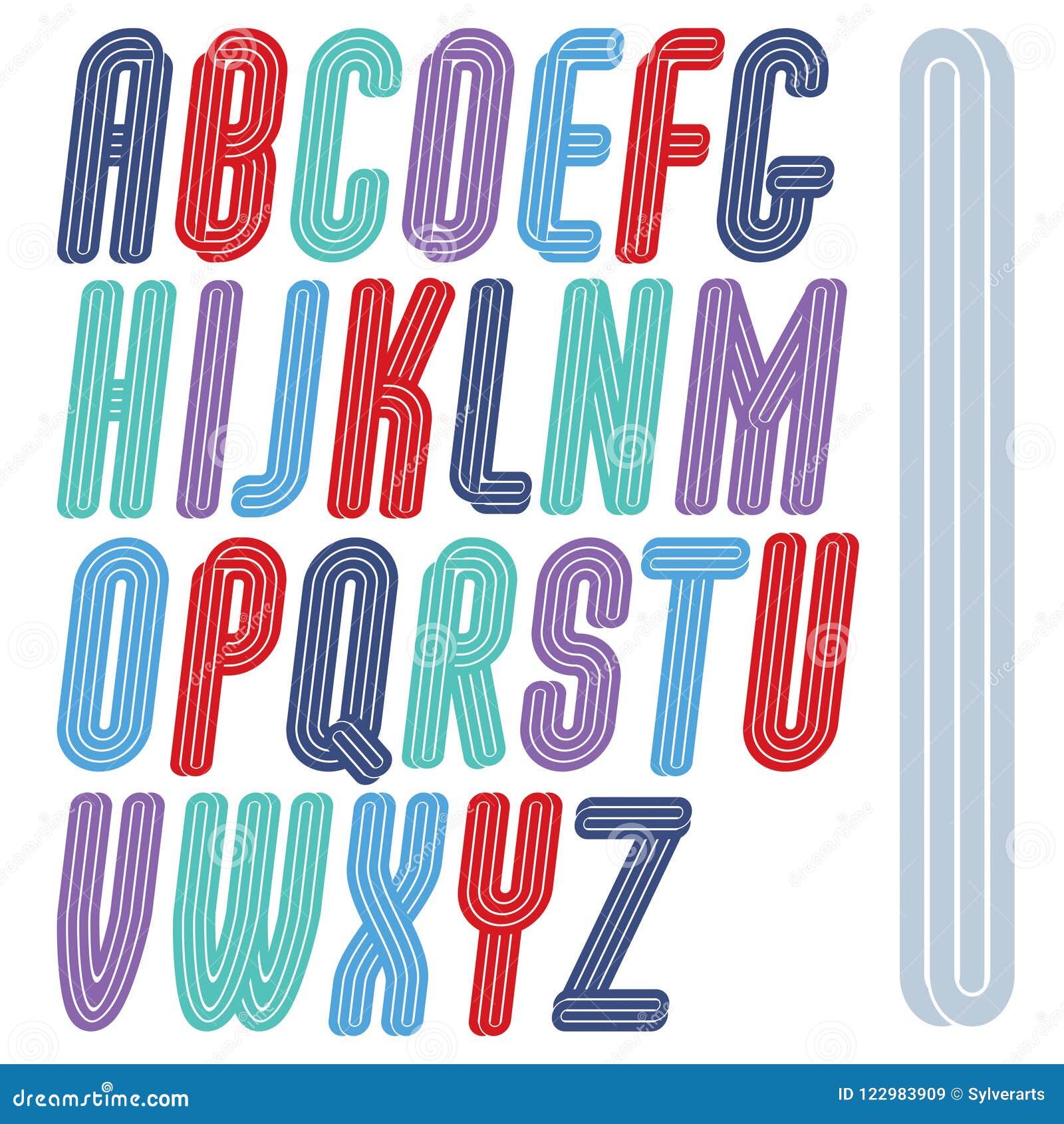 Vector Art Funky Script from a To Z Created with Parallel Stripe Stock ...