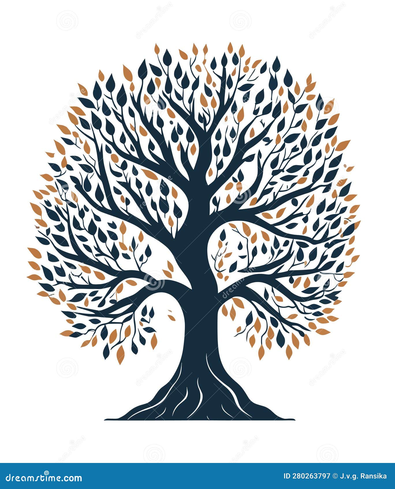 Vector Art of Iconic Abstract Tree Isolated in White Background Stock ...