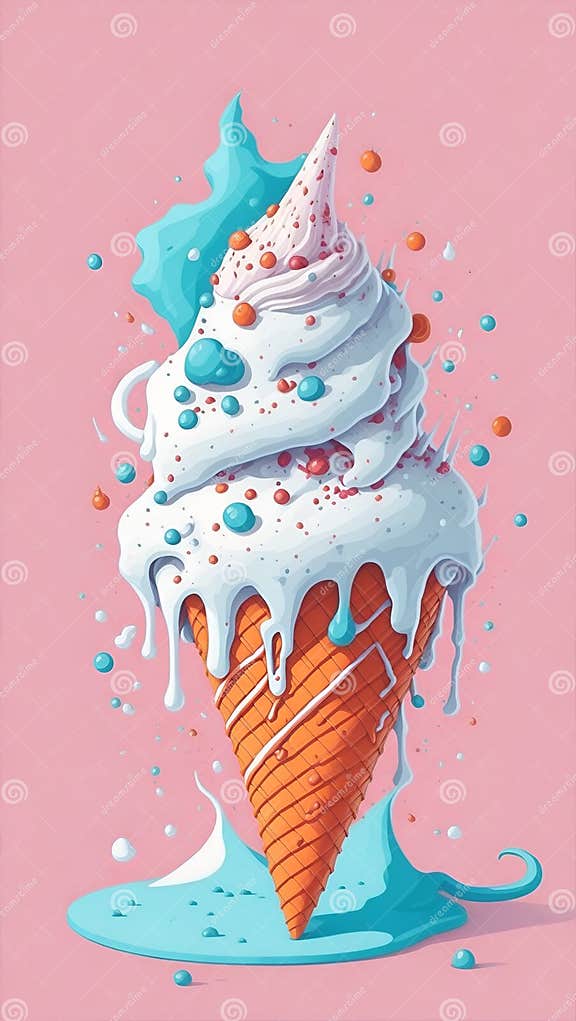 Vector Art Illustration of Melty Ice Cream Candy Stock Illustration ...