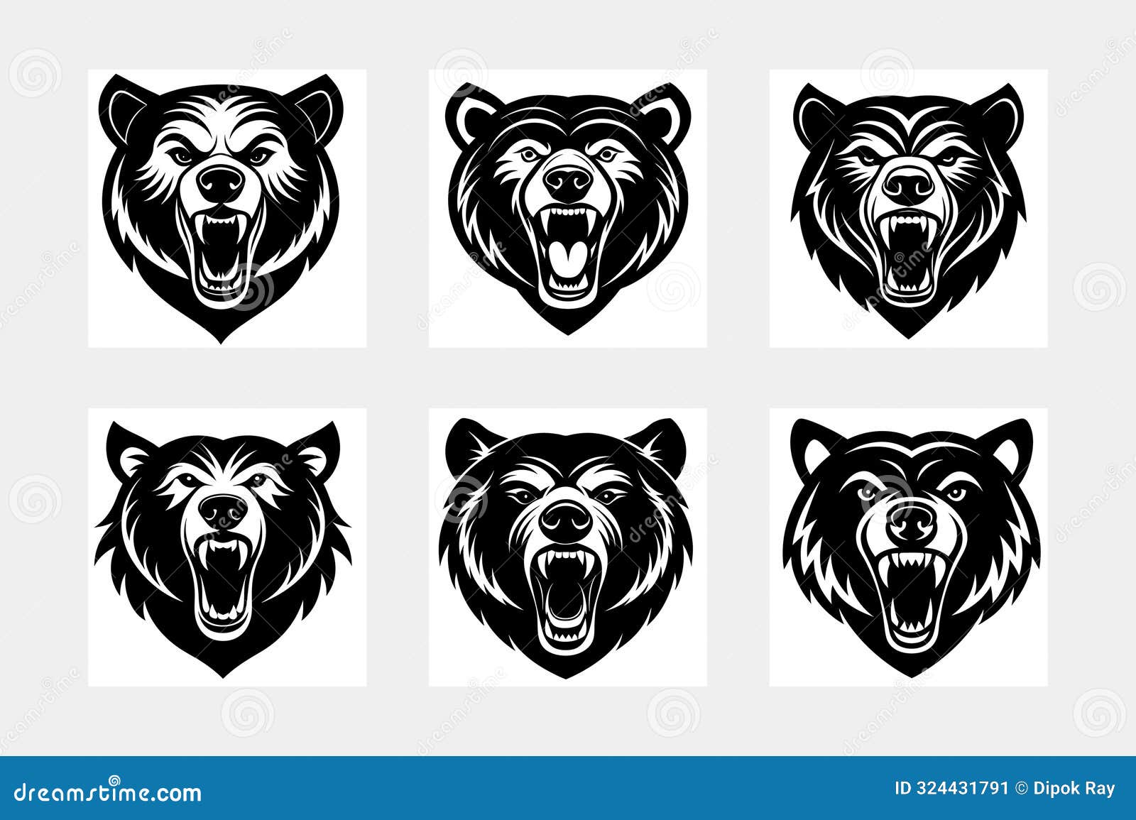 Roaring Bear. Bear Head. Wild Bear. Brown Bear Head. Vector ...