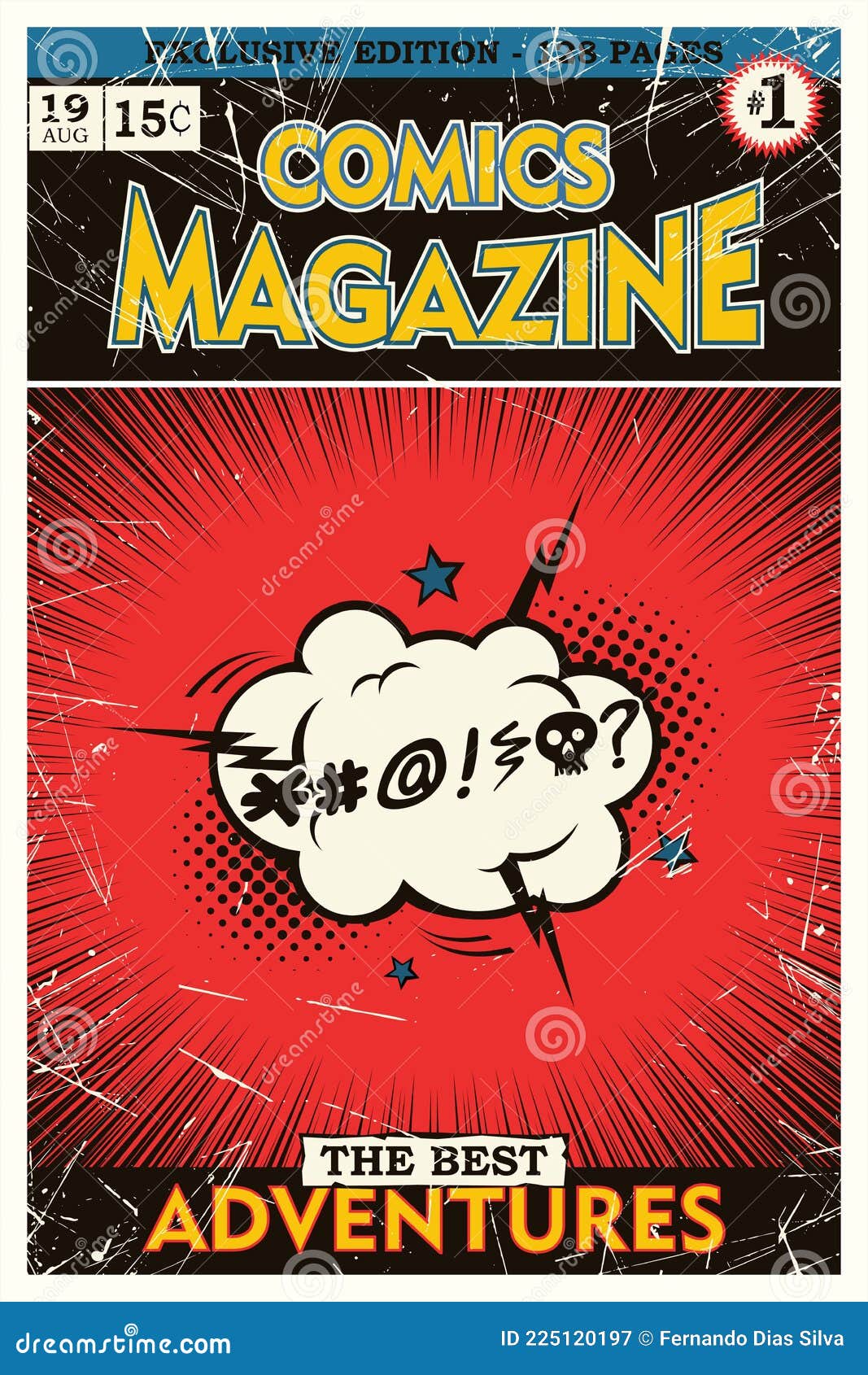 Comic Book Cover Vector Art with Cloud, Rays and Angry Expressions ...