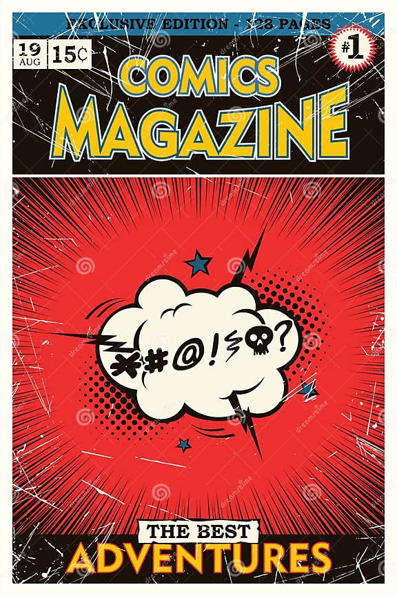 Comic Book Cover Vector Art with Cloud, Rays and Angry Expressions ...