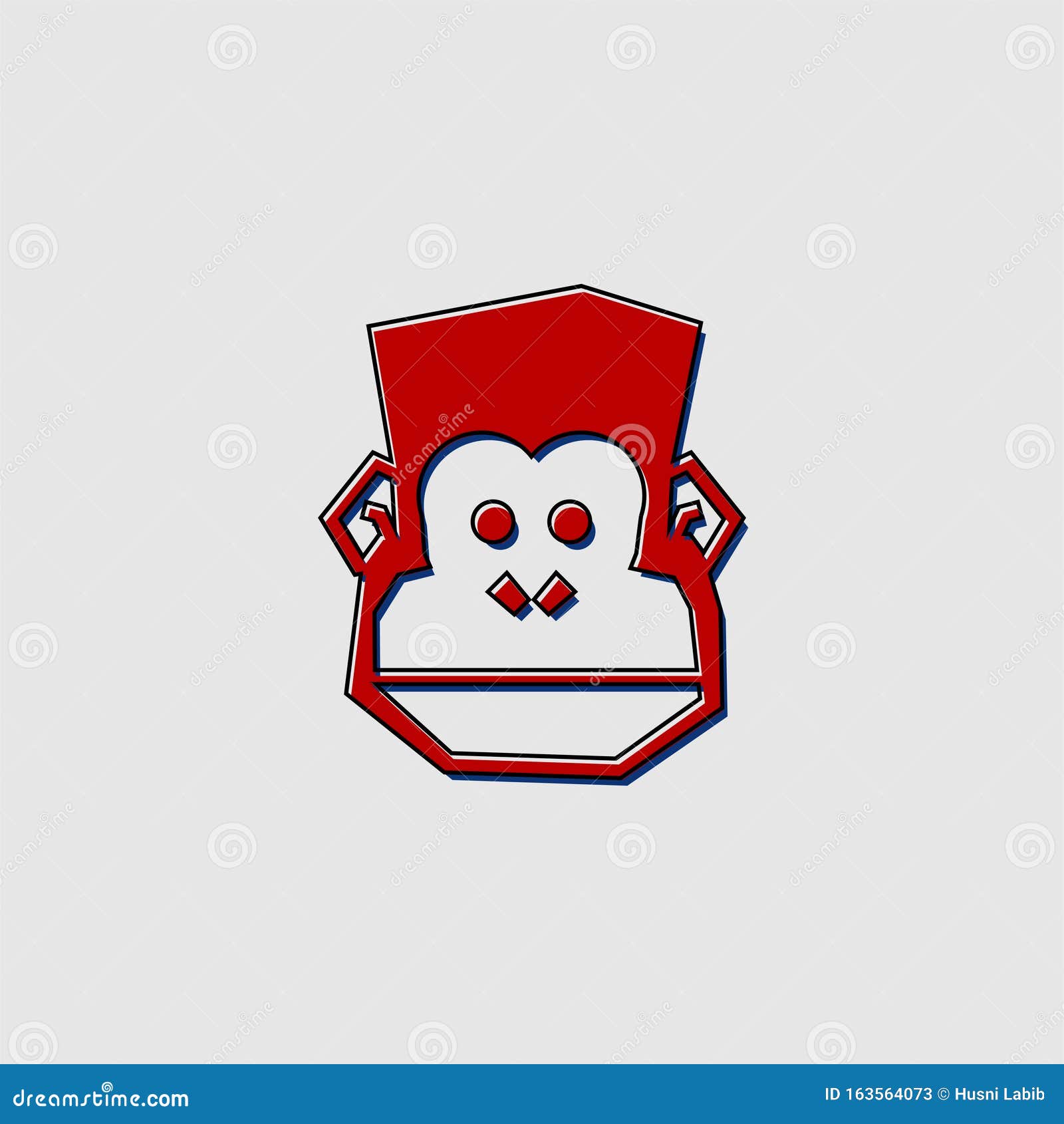 Monkey Head for Template Design Stock Vector - Illustration of gibbons, poster: 163564073