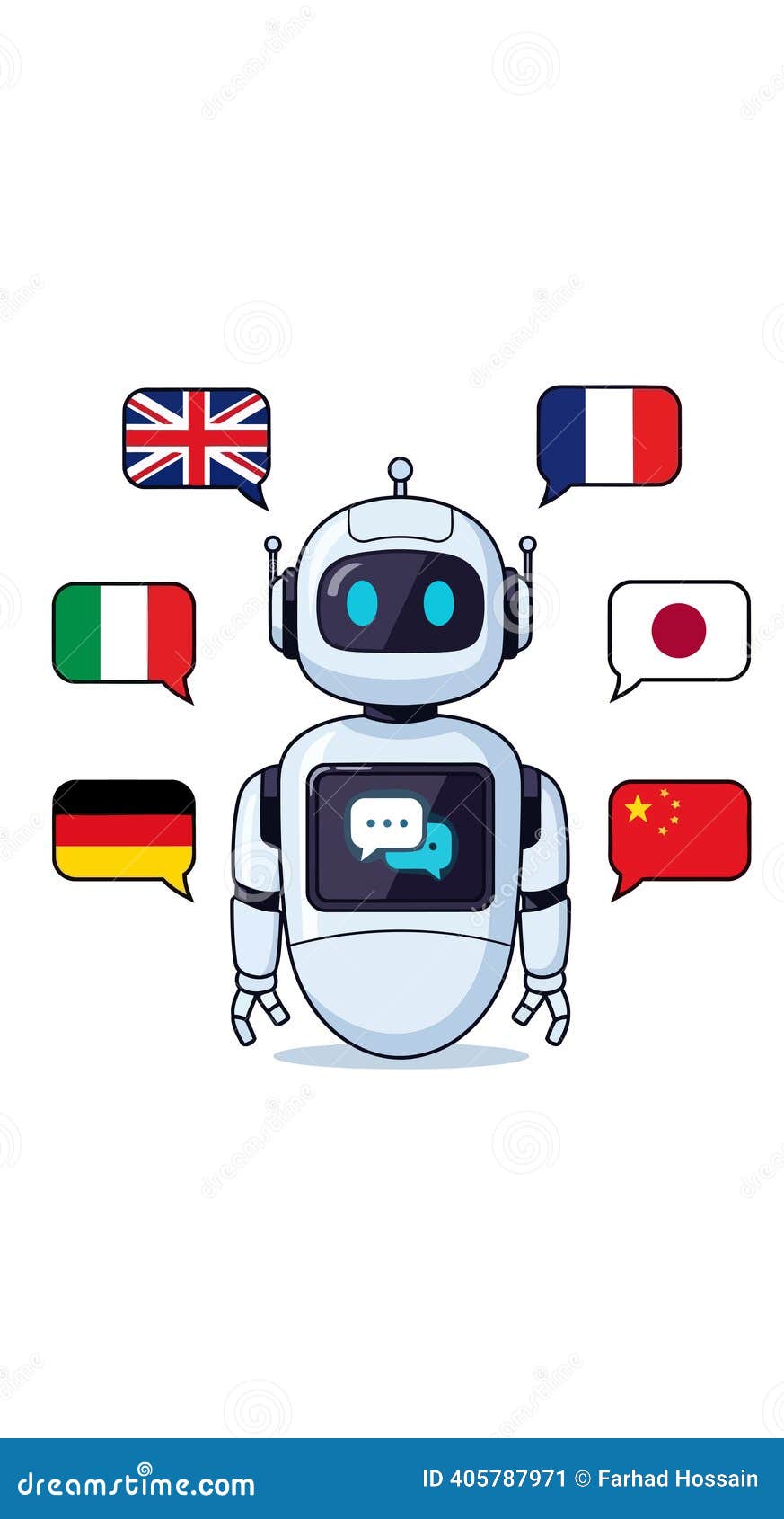 Robot Translator Of Foreign Language Website Landing Page. Ai Chatbot ...