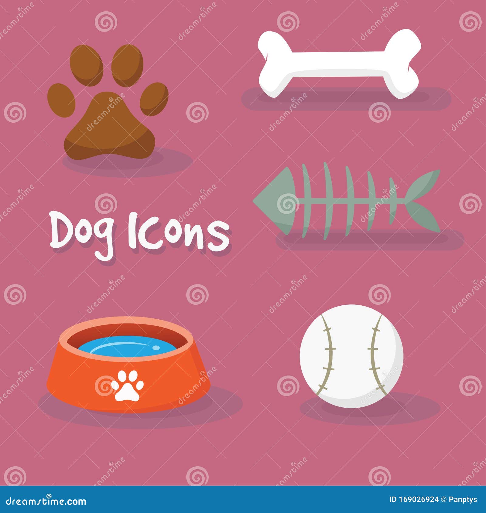 Dog Objects Vector Icon Set. Stock Vector - Illustration of award, icon ...