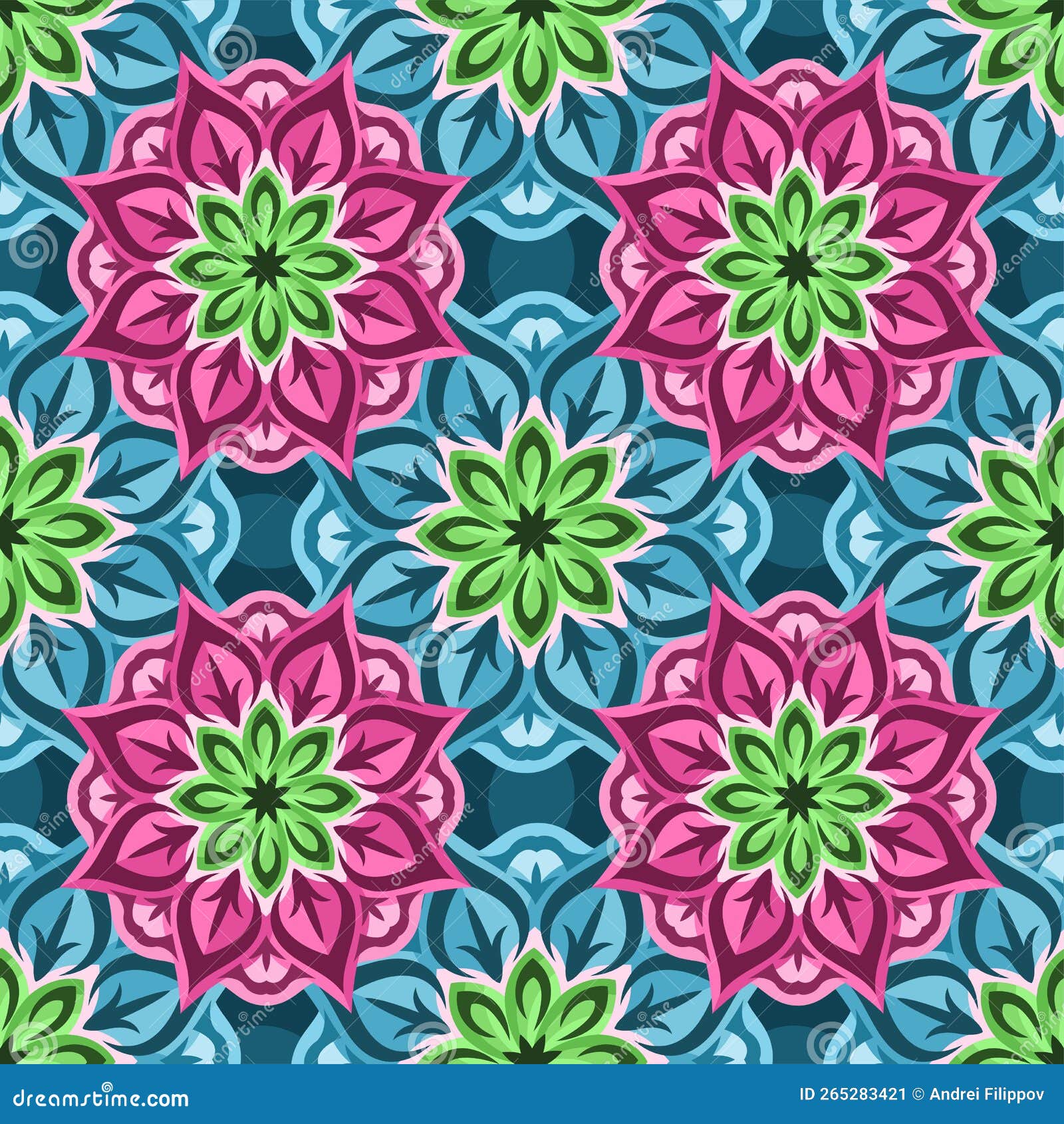 Vector Art with Pink Floral Tile Pattern Stock Vector - Illustration of ...