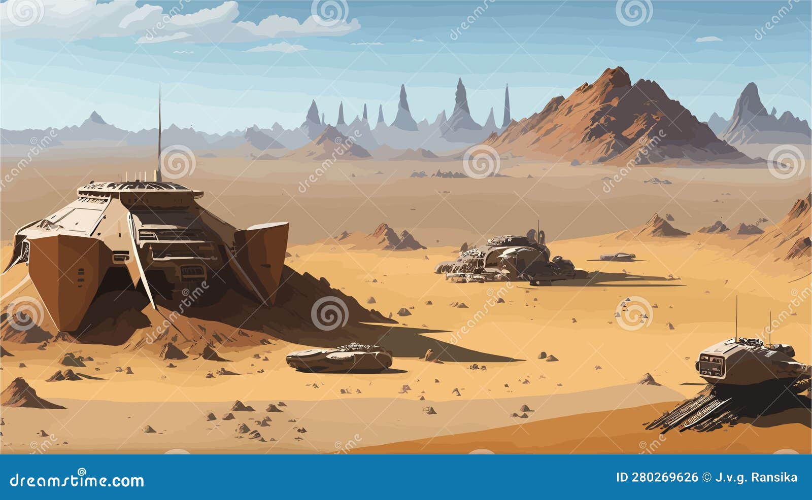 Vector Art of Planet Like a Desert with Zero Population Stock Vector ...