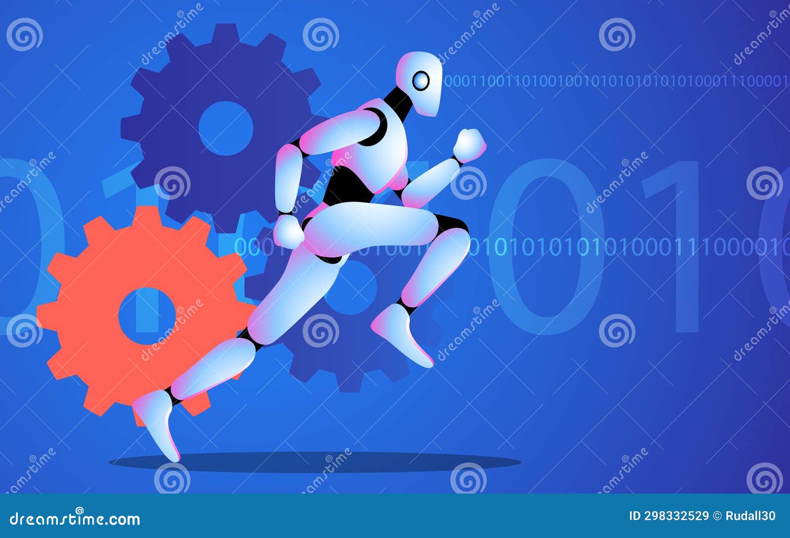 Vector Art Robot Running Cog Wheels Stock Vector - Illustration of ...