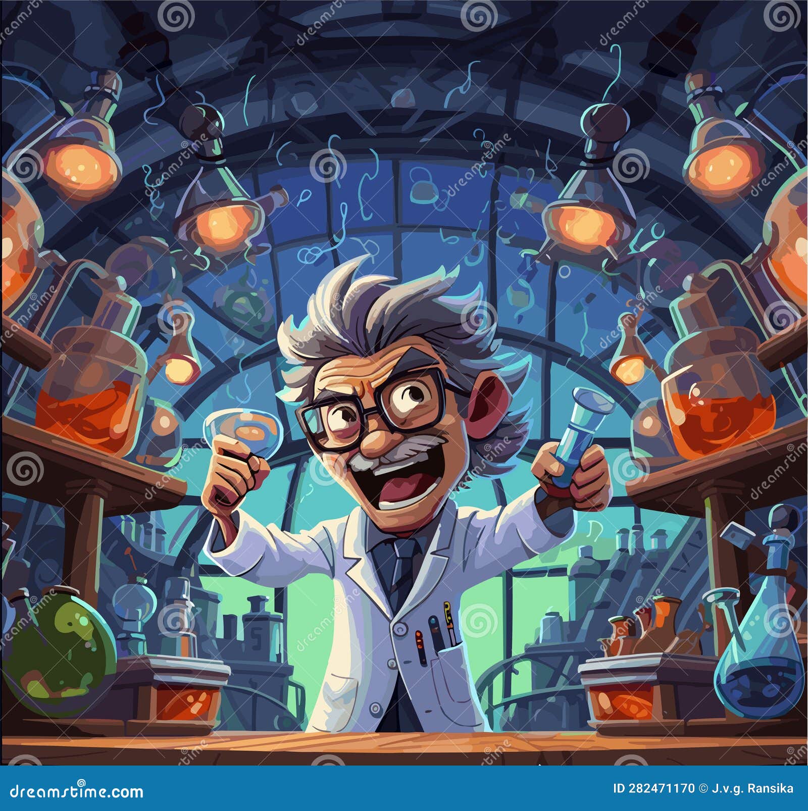 Vector Art of Scientist. Mad Scientist, in a Lab Stock Vector ...