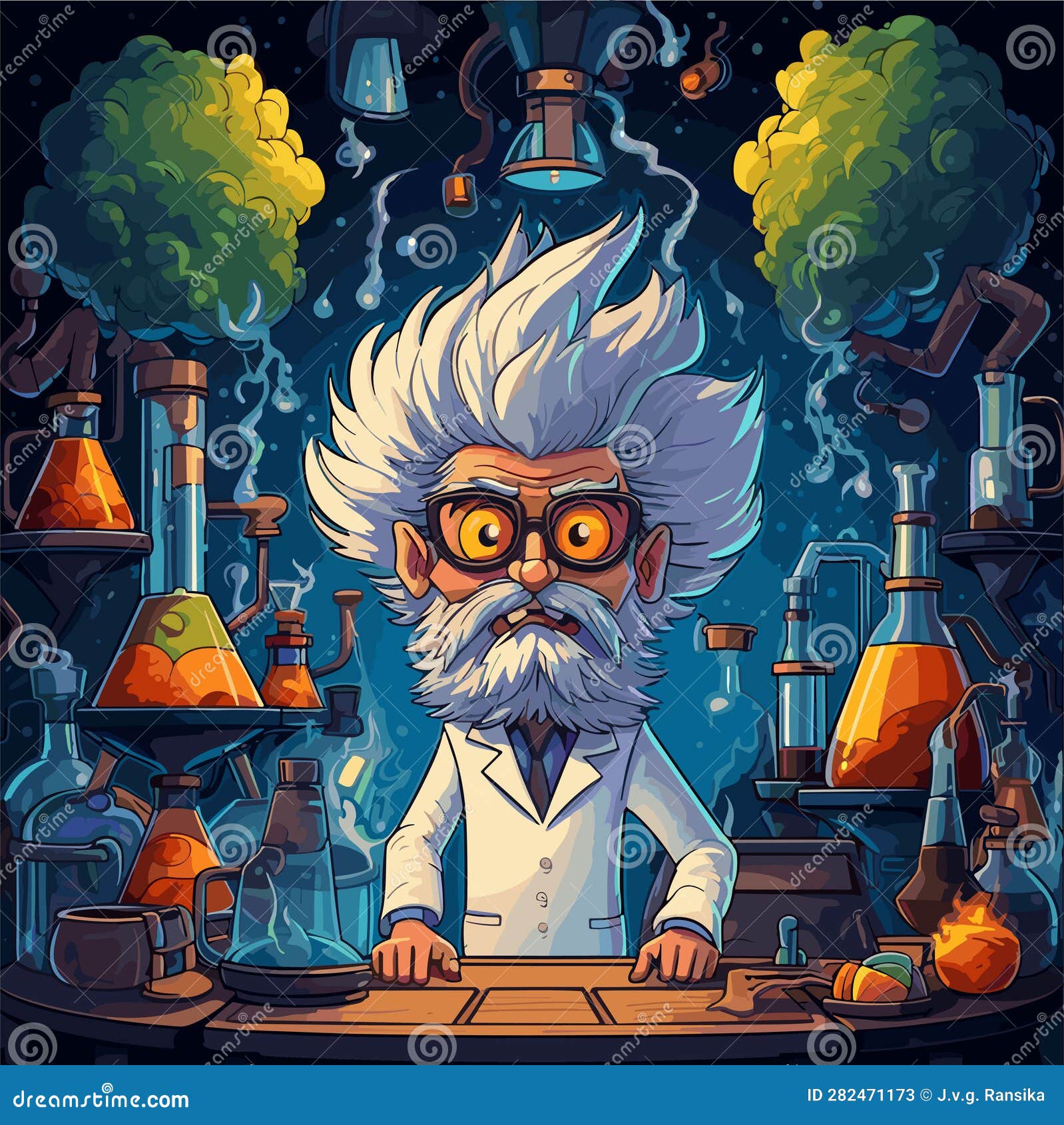 Vector Art of Scientist. Mad Scientist, in a Lab Stock Vector ...