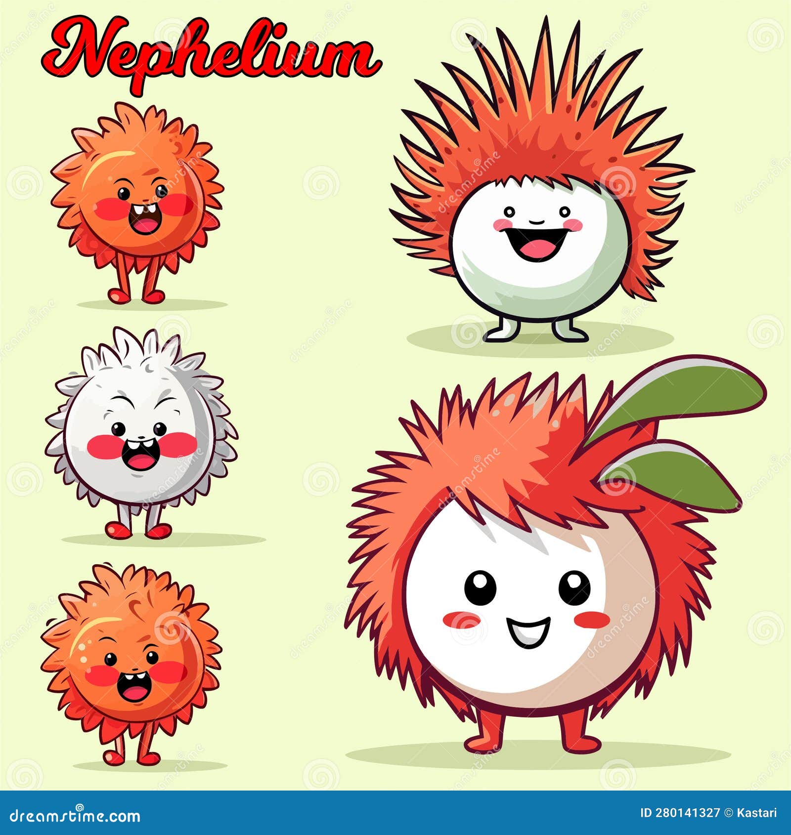 Vector Art, Set Of Nephelium Fruit Characters | CartoonDealer.com ...