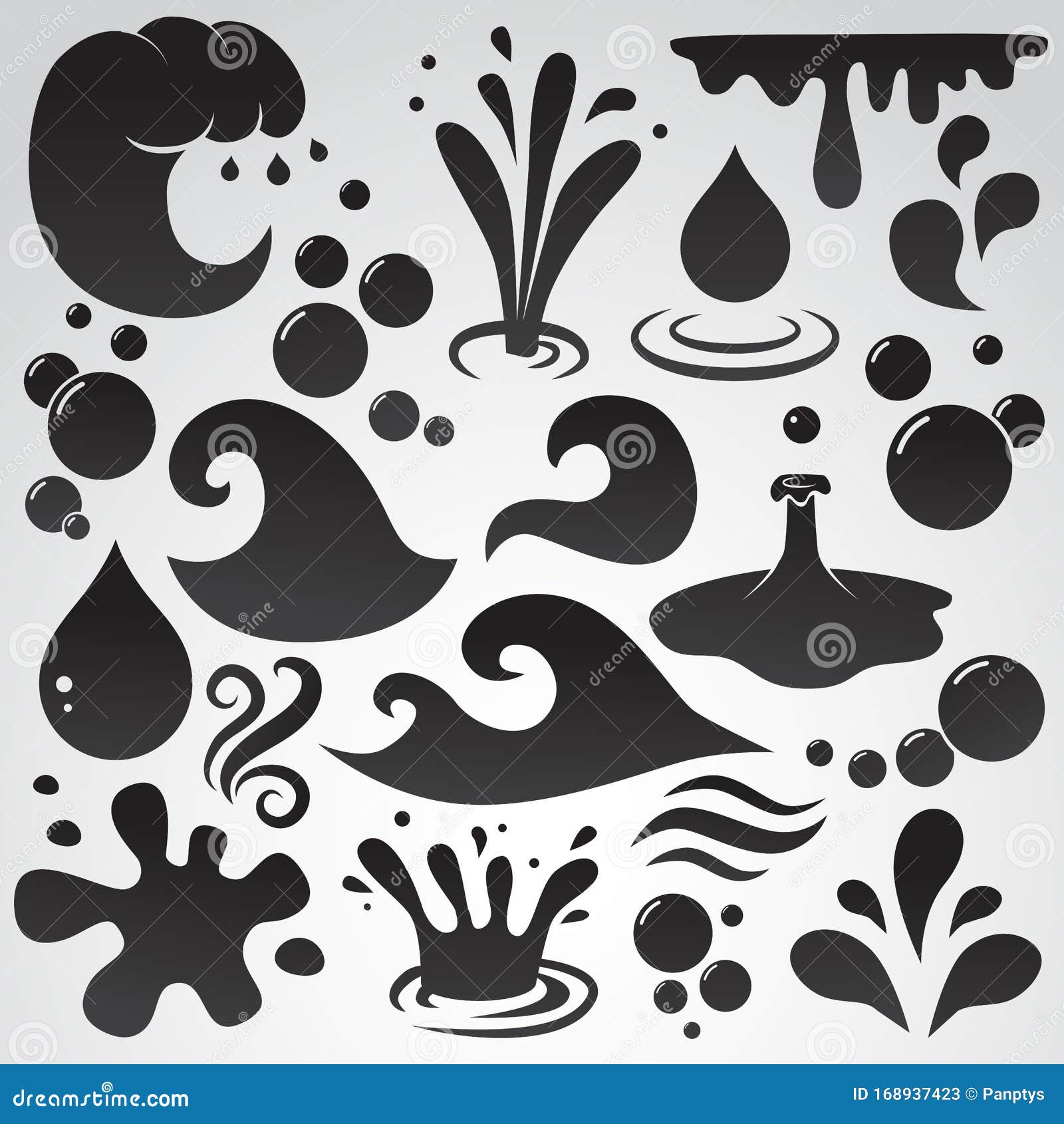 Shapes of Water and Waves Vector Icon Set. Stock Vector - Illustration ...