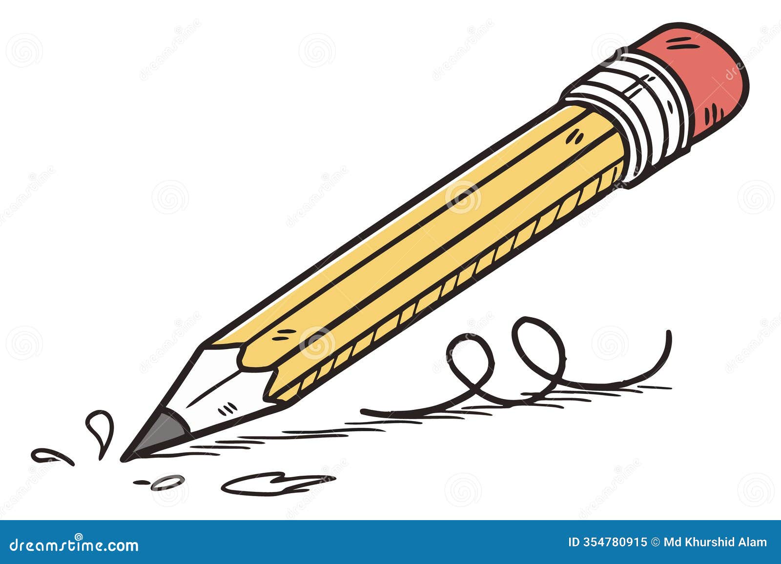 Vector Art of a Sharpened Yellow Pencil Sketching on Paper, Showcasing ...