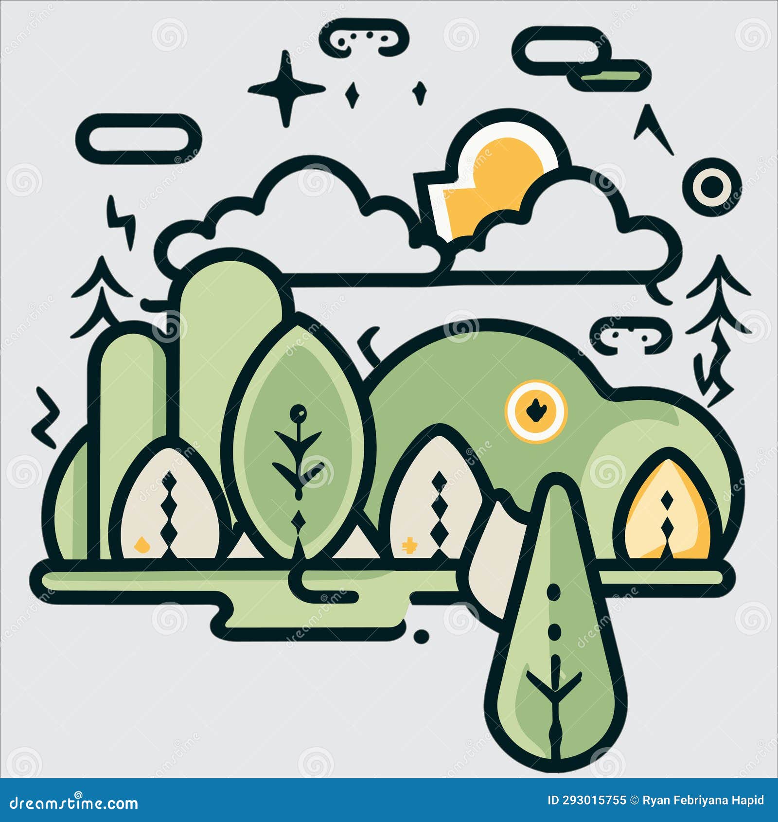 Vector Graphic of Animated Nature Stock Illustration - Illustration of ...