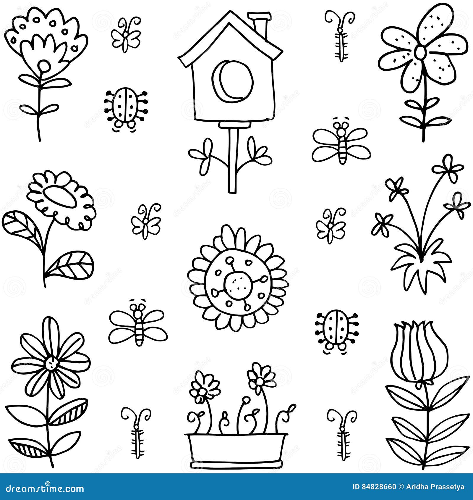 Vector Art of Spring with Hand Draw Stock Vector - Illustration of ...