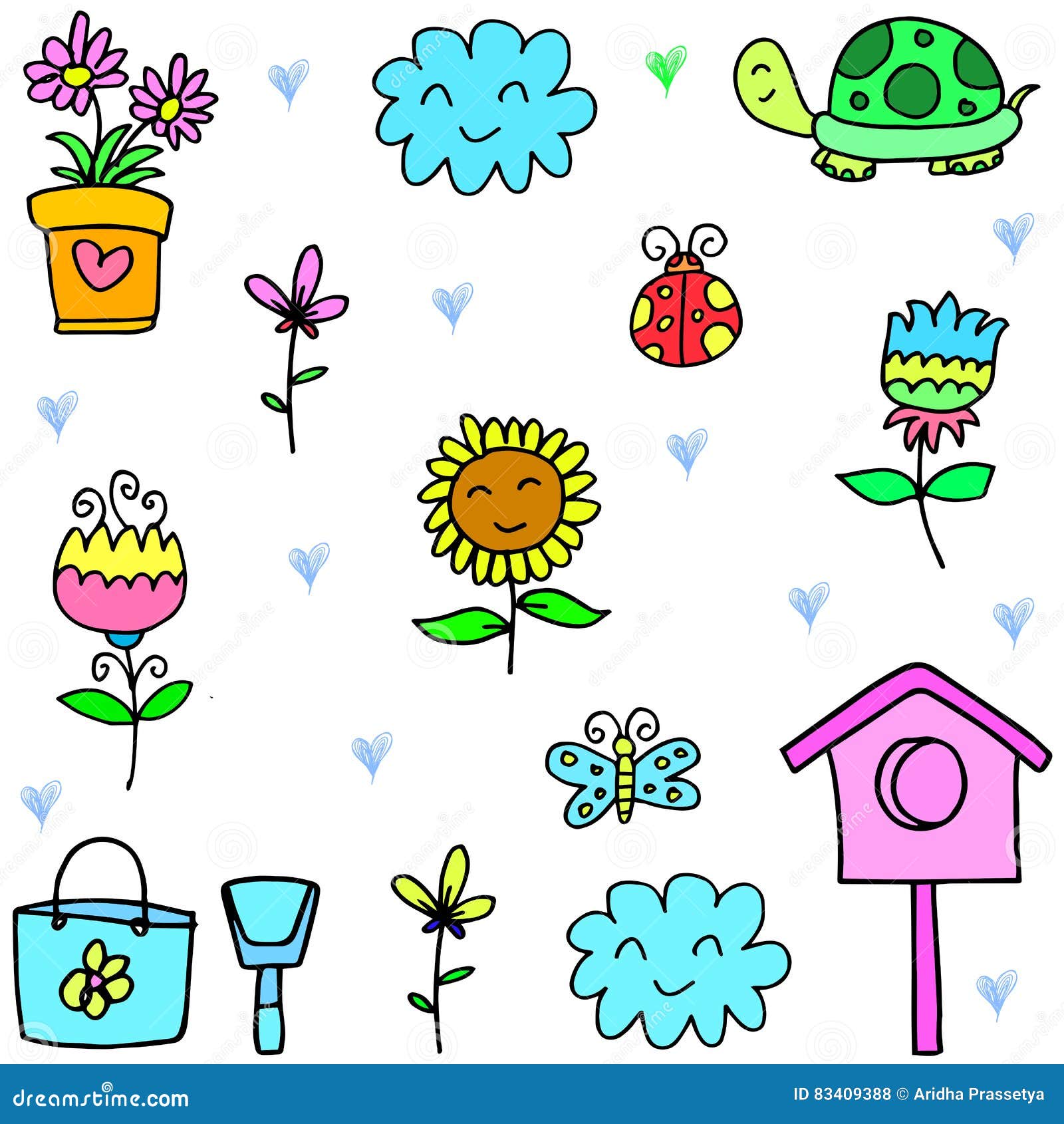 Vector Art of Spring Items Set Doodles Stock Vector - Illustration of ...