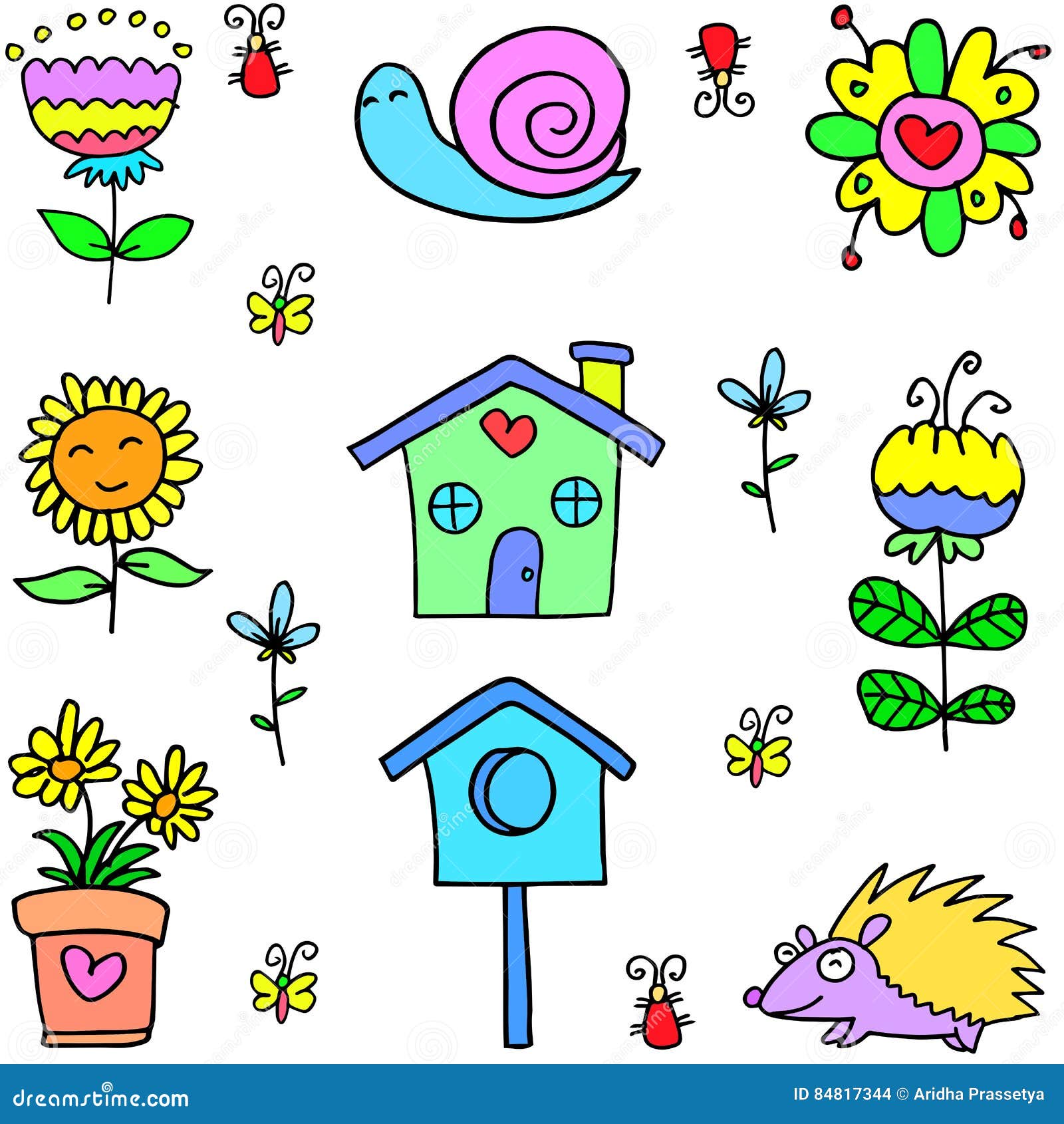 Vector Art of Spring Set Doodles Stock Vector - Illustration of insect ...