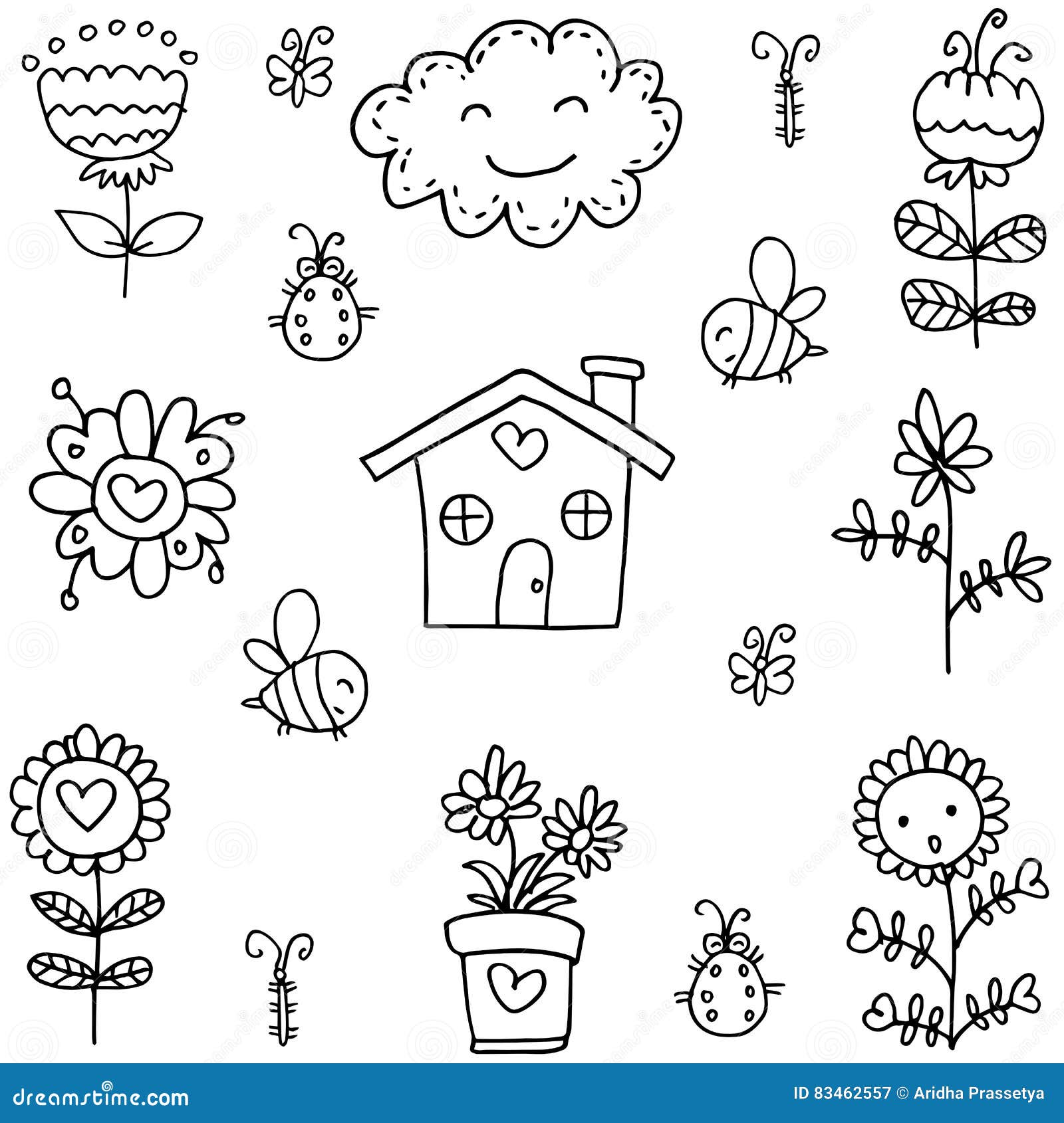 Vector Art of Spring Theme Doodles Stock Vector - Illustration of leaf ...