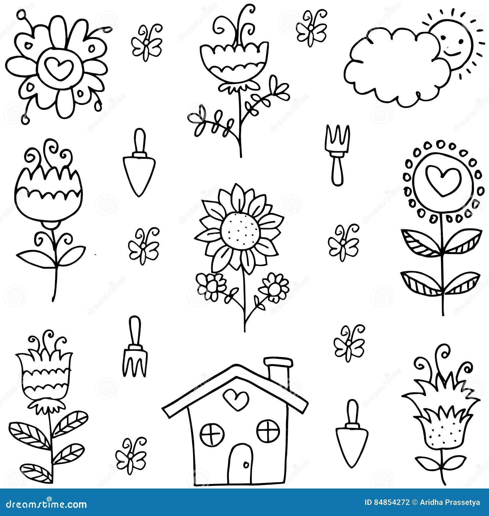 Vector Art of Spring Theme Doodles Stock Vector - Illustration of grow ...