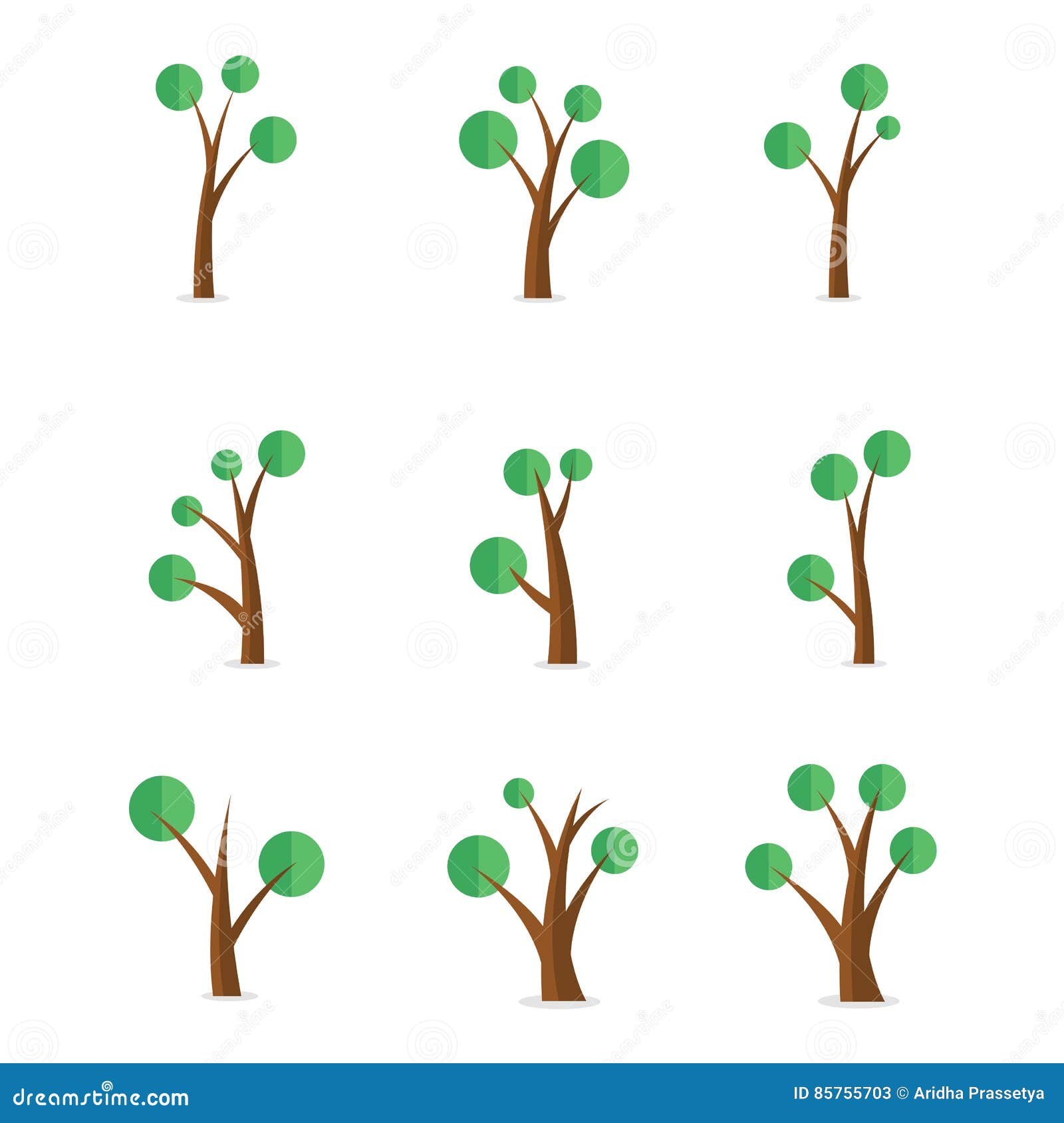 Vector Art of Tree Set Style Stock Vector - Illustration of botany ...
