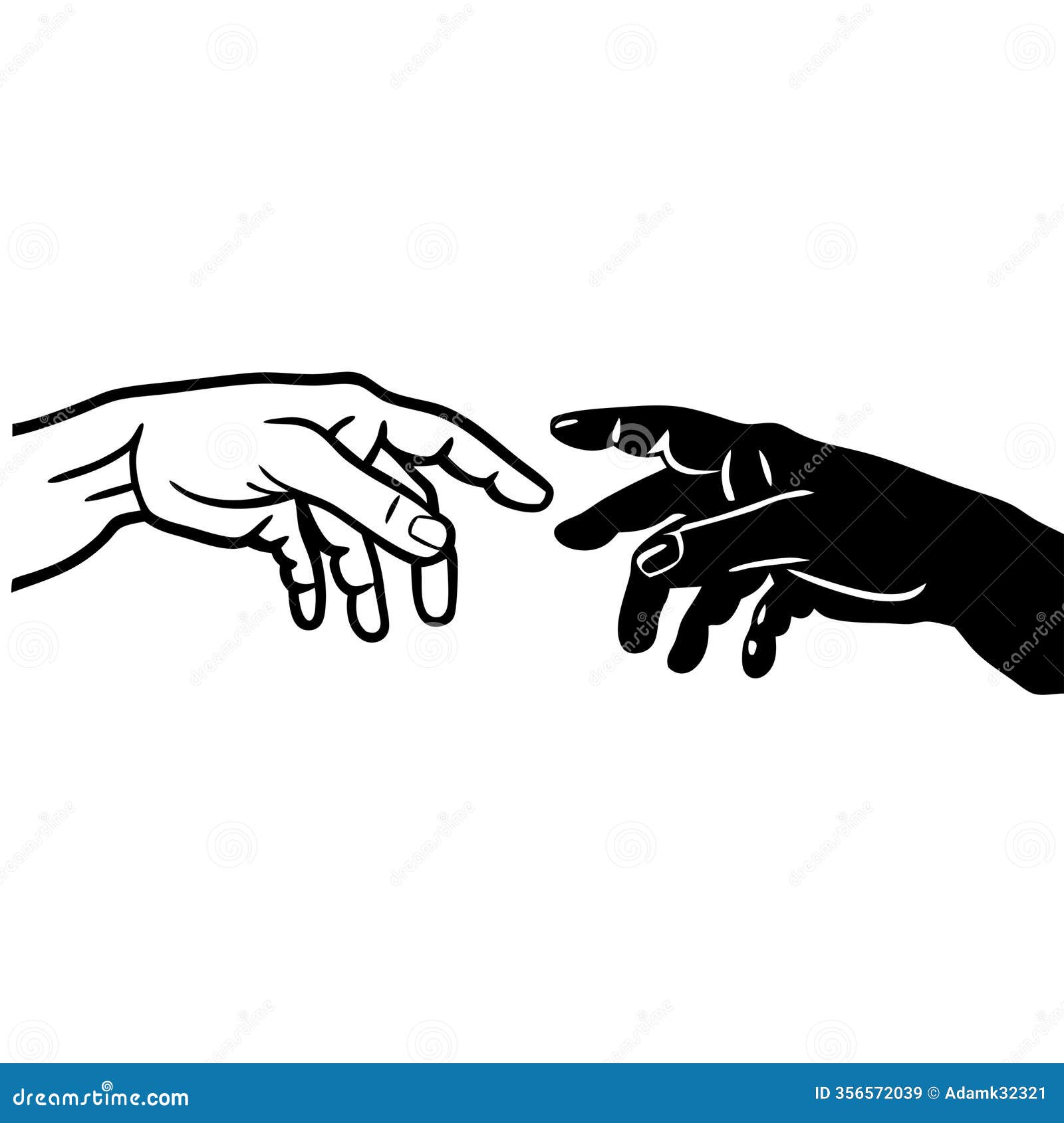 Vector Art Two Hands Reaching Connection Symbol for Tattoo and Creative ...