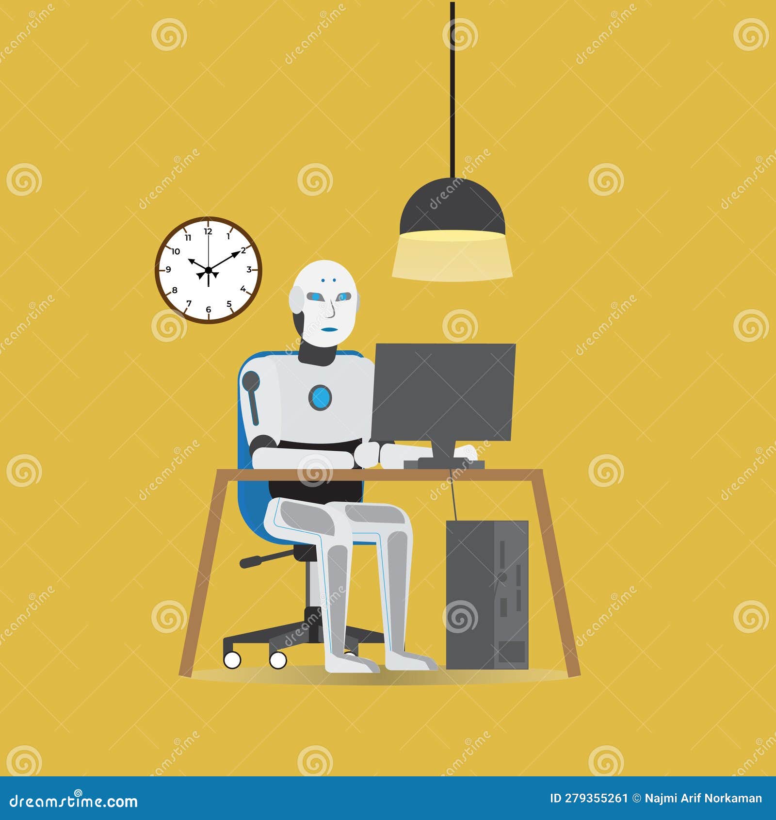 Artificial Intelligence Robot at Work Stock Vector - Illustration of ...