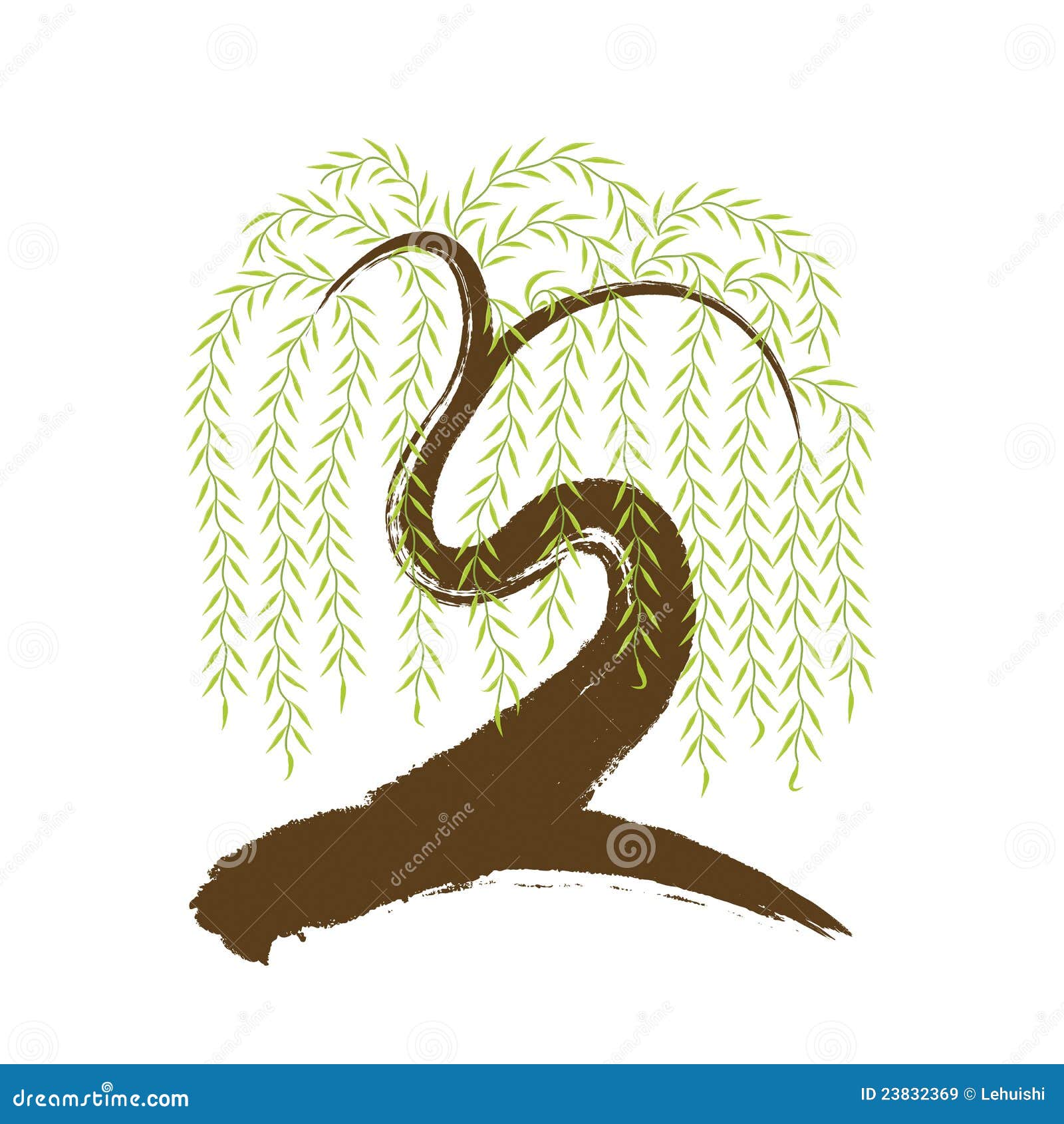 Vector: Artistic Brushwork Willow Tree Stock Vector - Illustration of ...