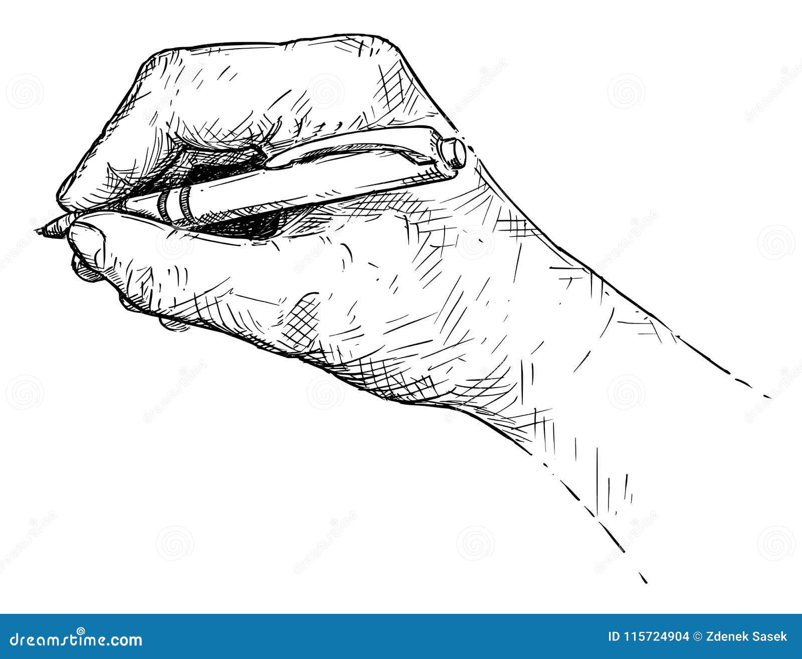 Vector Artistic Illustration or Drawing of Hand Writing with Ballpoint ...