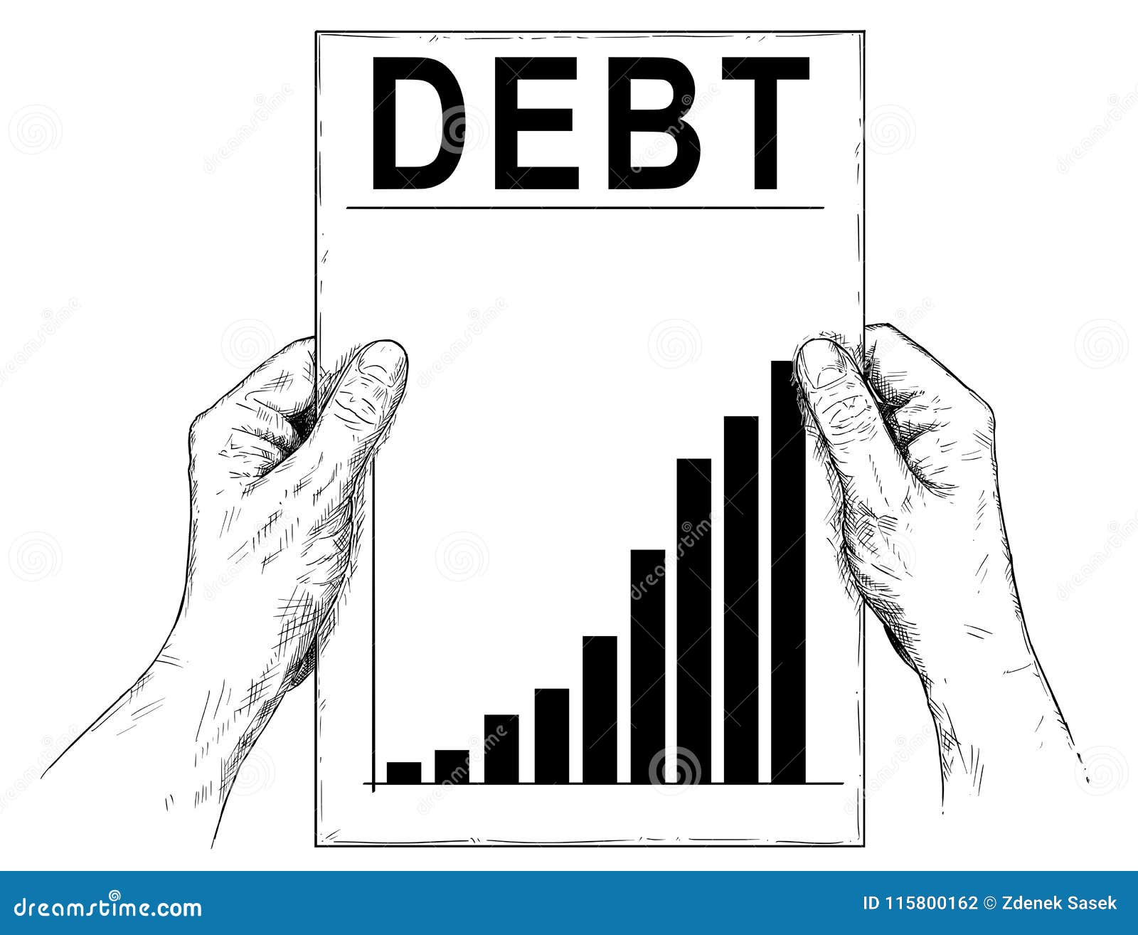 Vector Artistic Illustration or Drawing of Hands Holding Document with ...