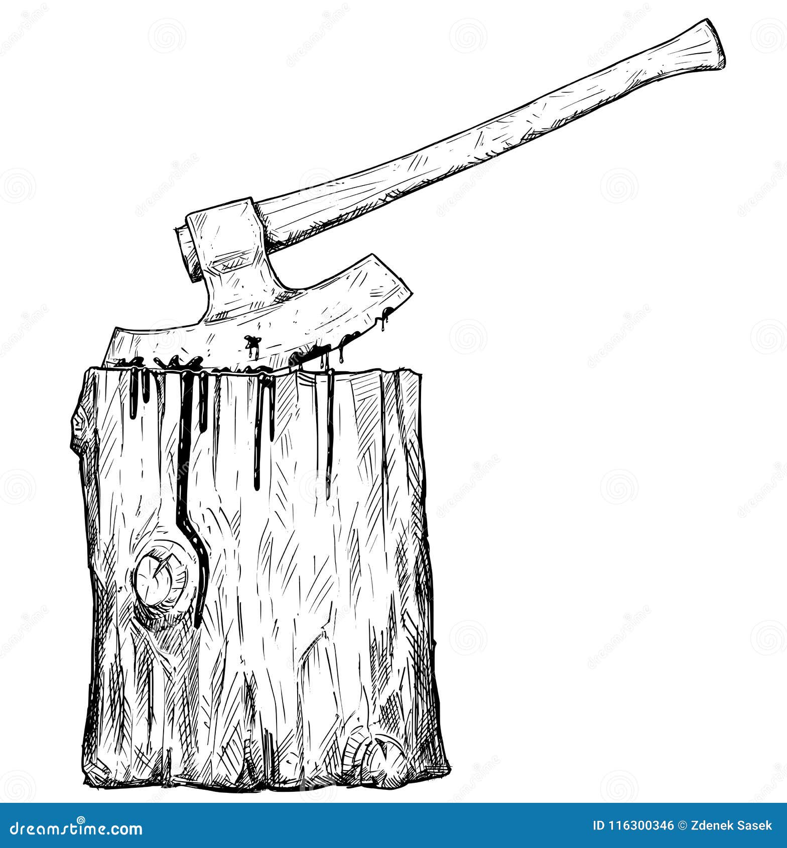 Vector Artistic Drawing Illustration of Medieval Executioner Axe or Ax ...