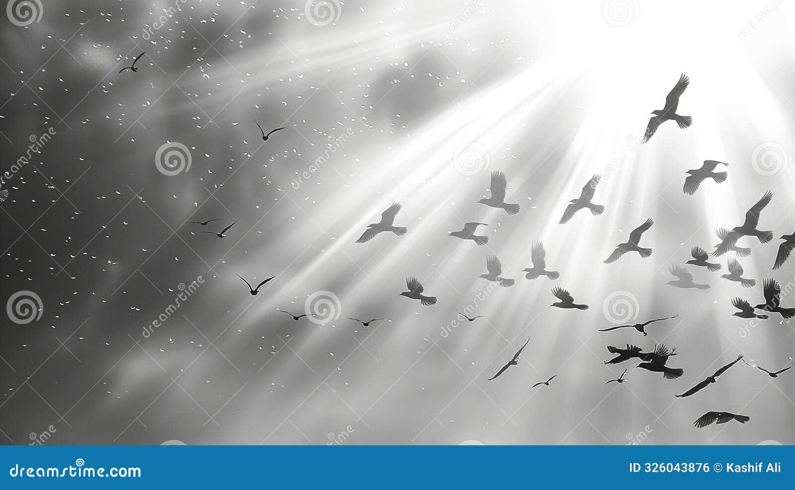 Vector Artwork of Abstract Flock of Birds in Minimalist Black and White ...