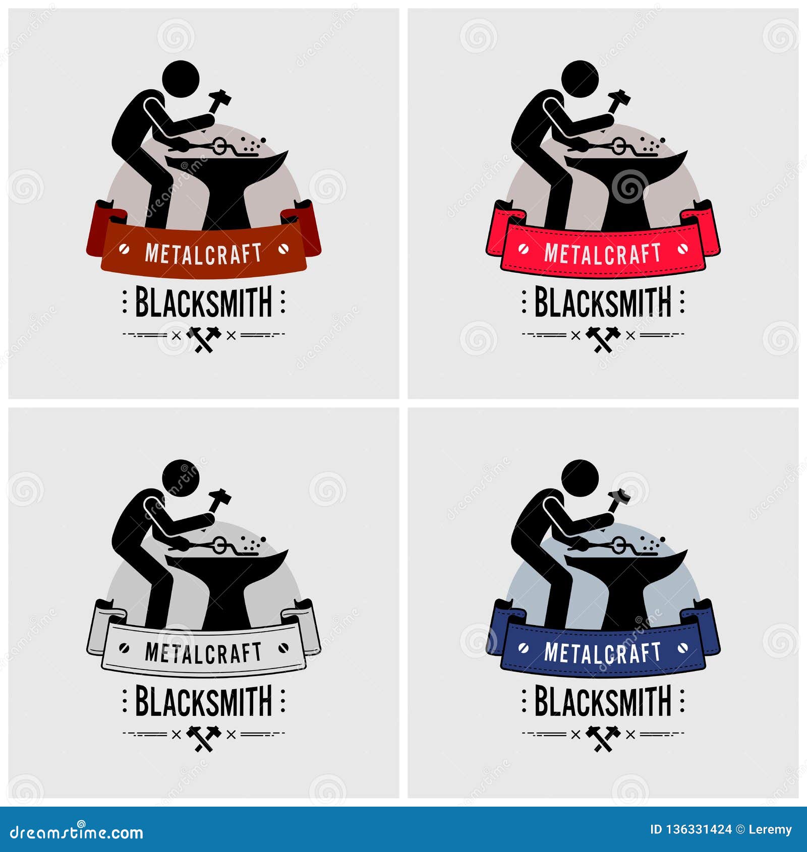 Blacksmith Metal Work Logo Design. Stock Vector - Illustration of ...