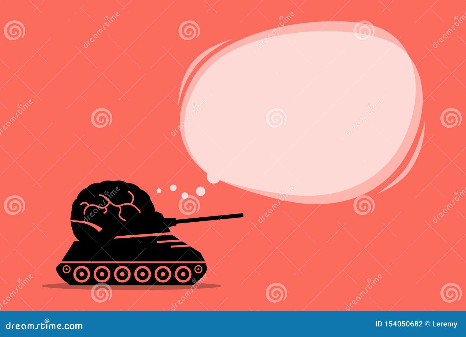 Think Tank Brain Thinking with an Empty Thought Bubble on Top. Stock ...