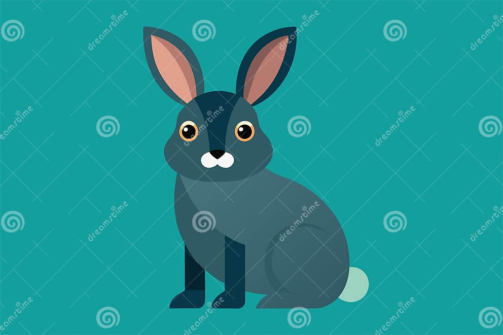 This Vector Artwork Features a Stylized Rabbit with Large Ears Sitting ...