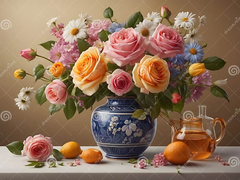 A Vector Artwork of a Flower Bouquet Stock Illustration - Illustration ...