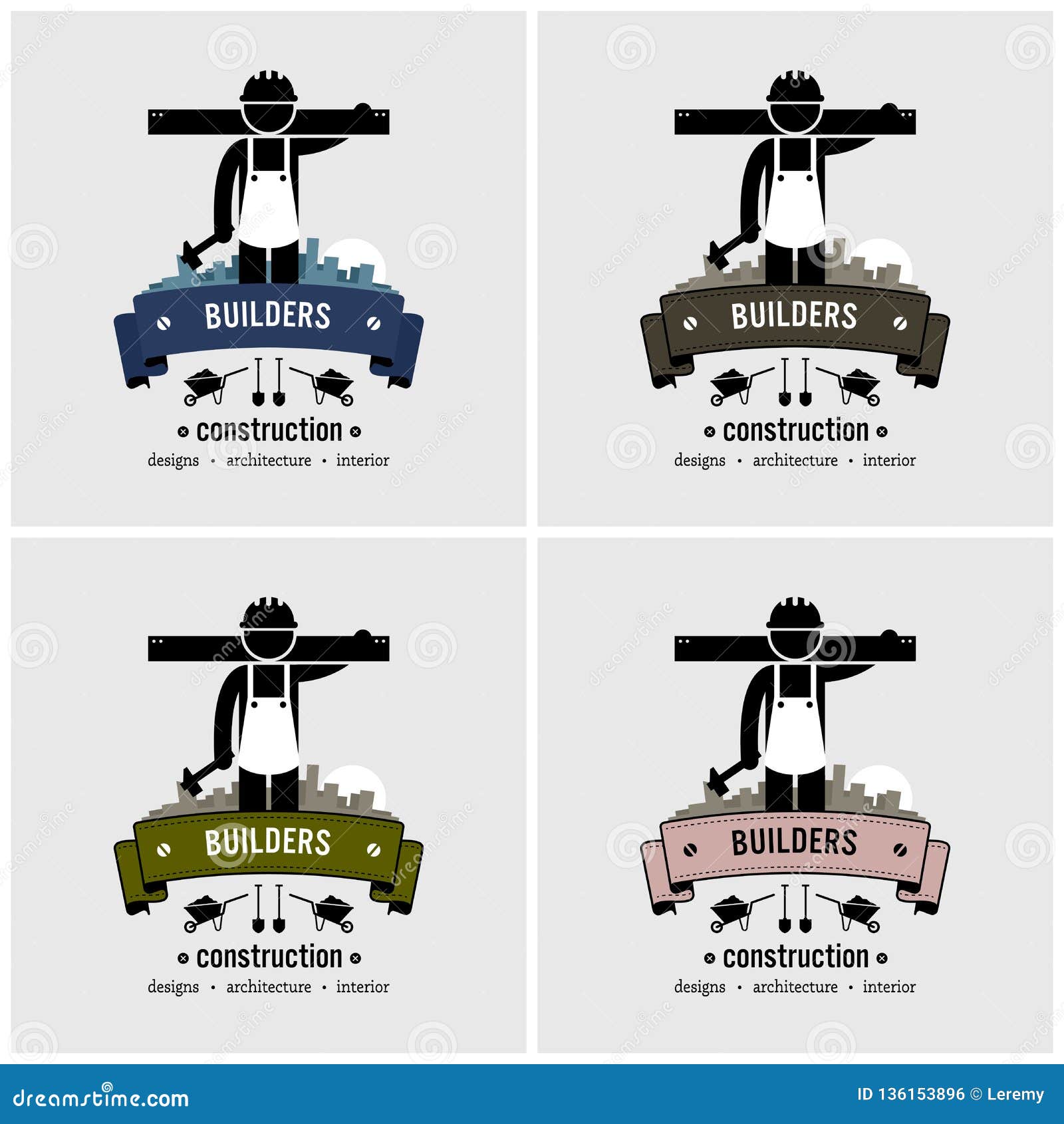 Construction Worker Logo Design. Stock Vector - Illustration of ...