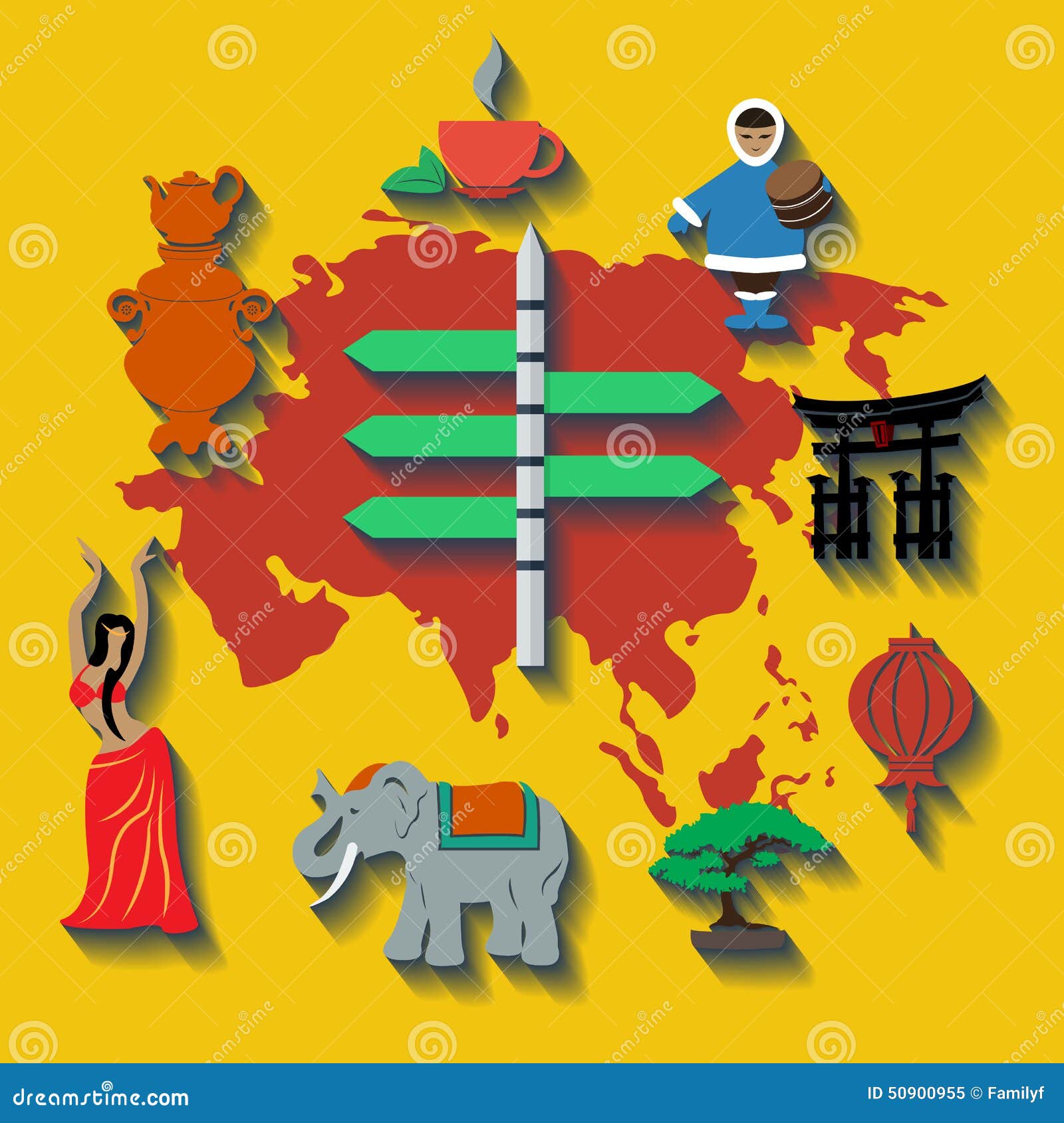 Vector Asia Flat Color Travel Stock Vector - Illustration of icon ...
