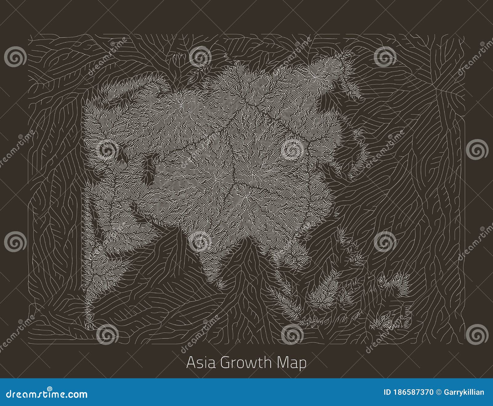 Vector Asia Map. Generative Growth Structure In Form Of Continent ...
