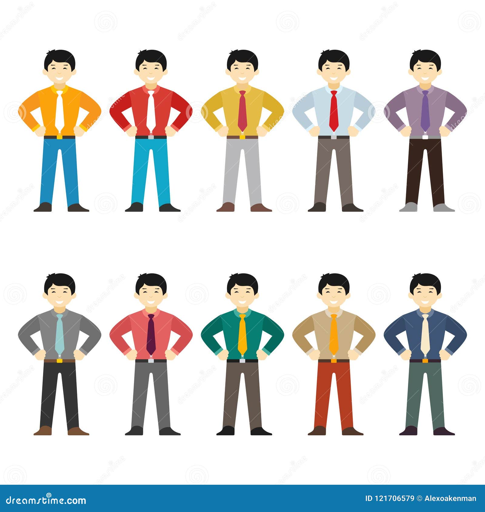 Vector Asian Office Worker Character Set in Flat Style Stock Vector ...