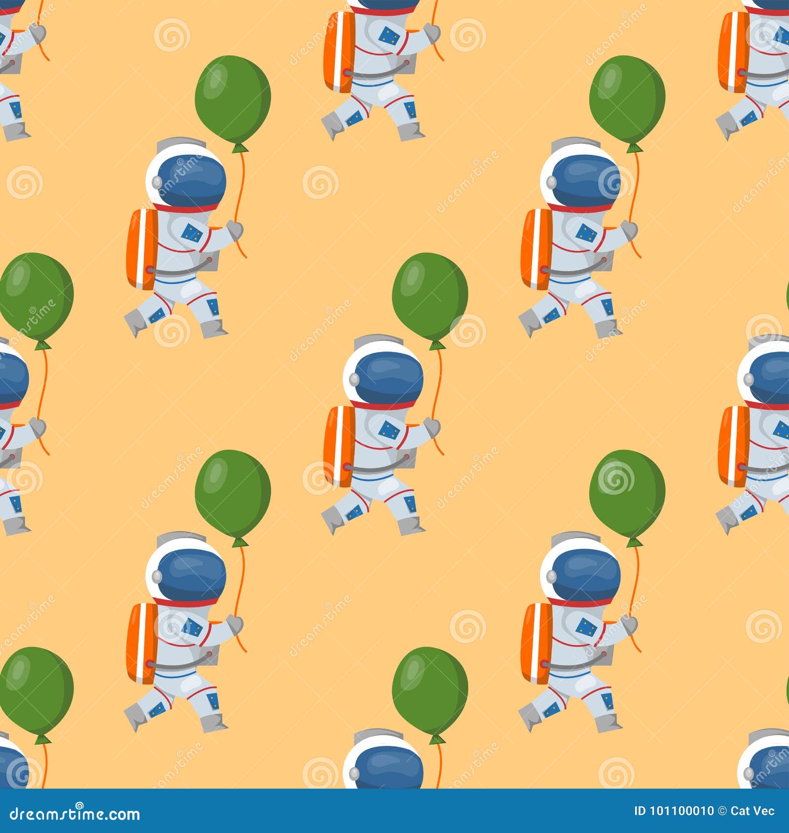 Vector Astronauts in Space Seamless Pattern Character and Having Fun ...